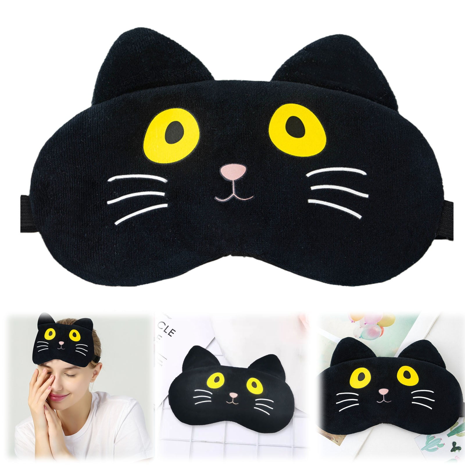 SUSHANG Plush Sleeping Eye Mask, Eye Cover with Cute Cat and Rabbit ...