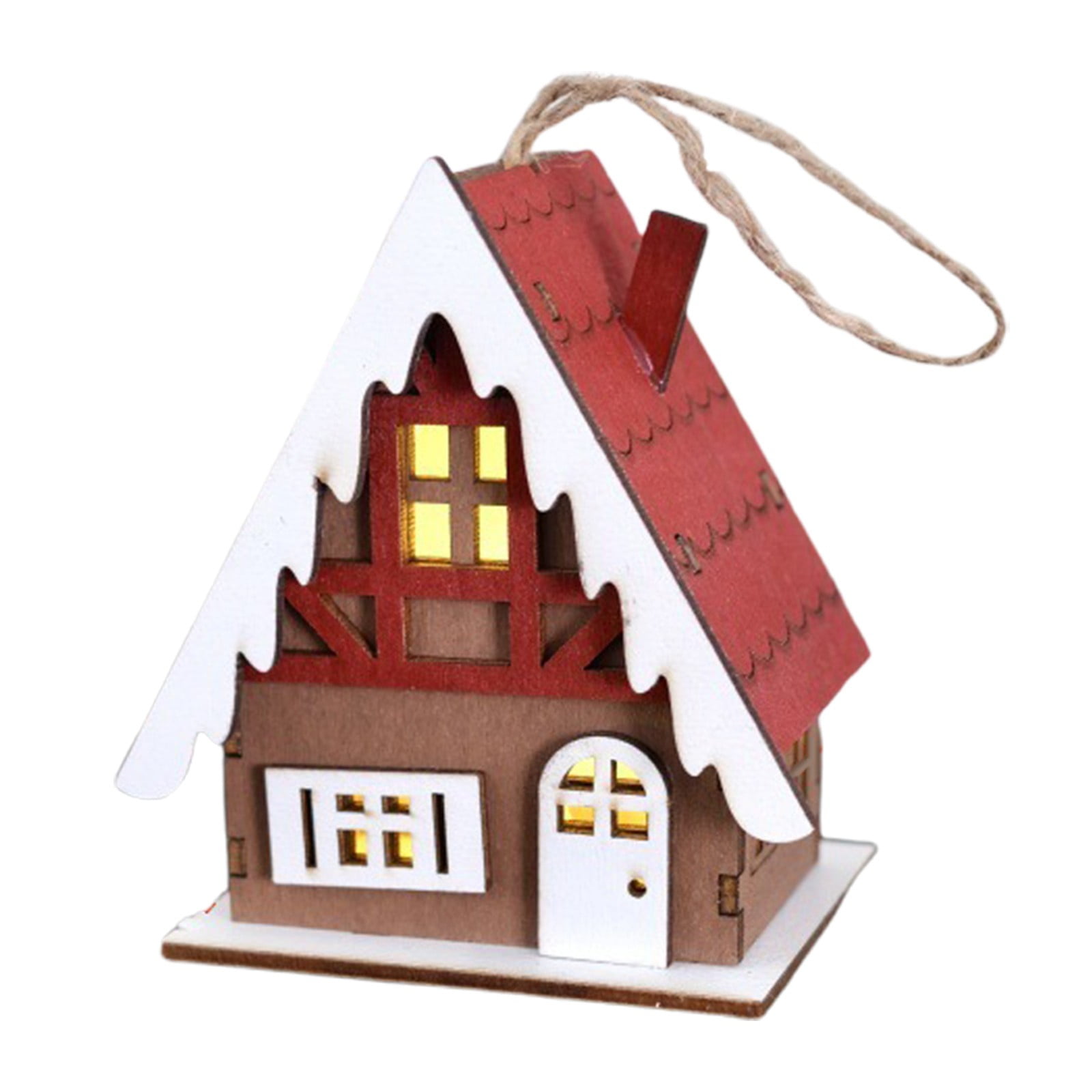 SUSHANG Pre-Lit 3D Wooden Christmas Village House Decor with Warm LED ...