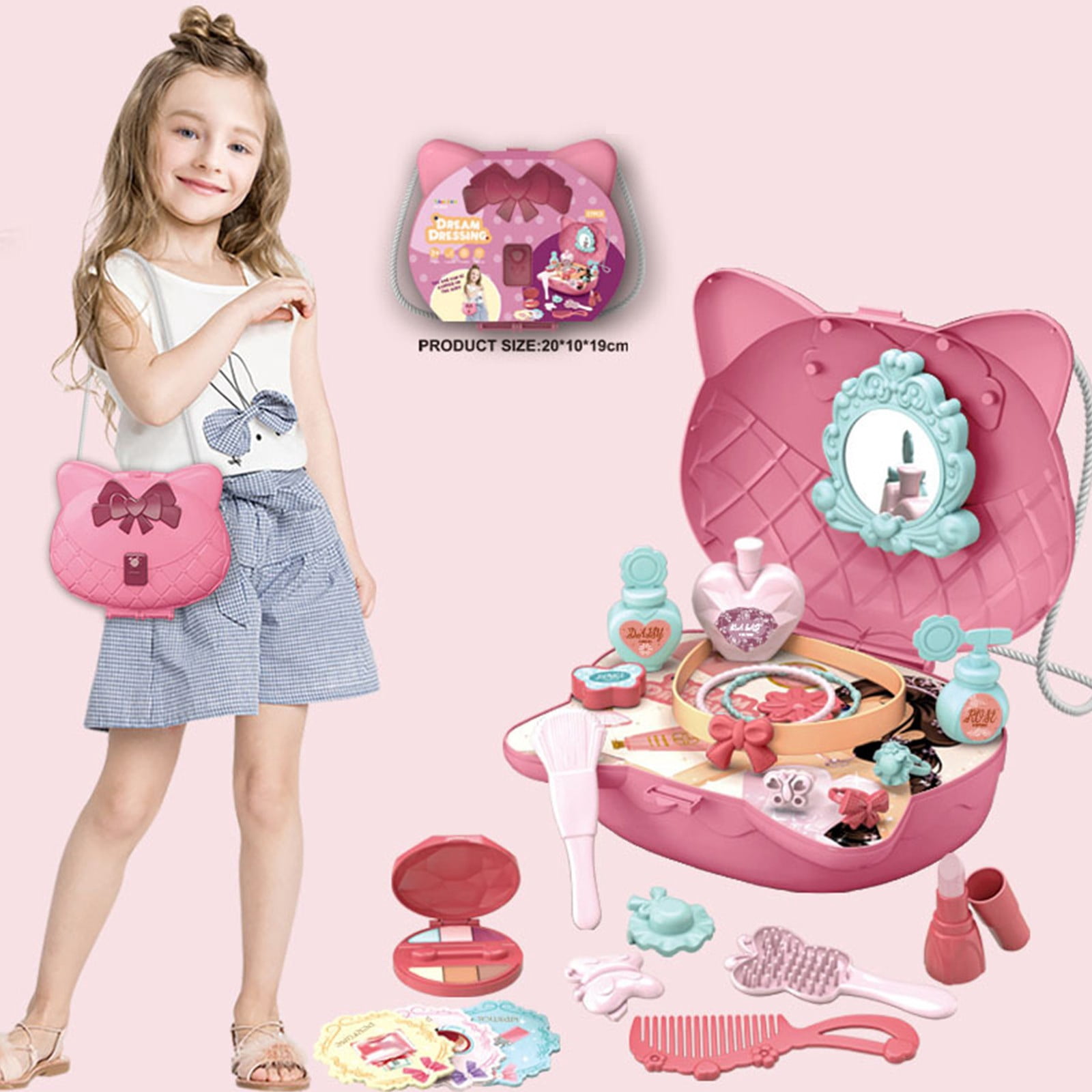 SUSHANG Pretend Play Makeup Toy Set for Girls Age 3+ Beauty Salon Role ...