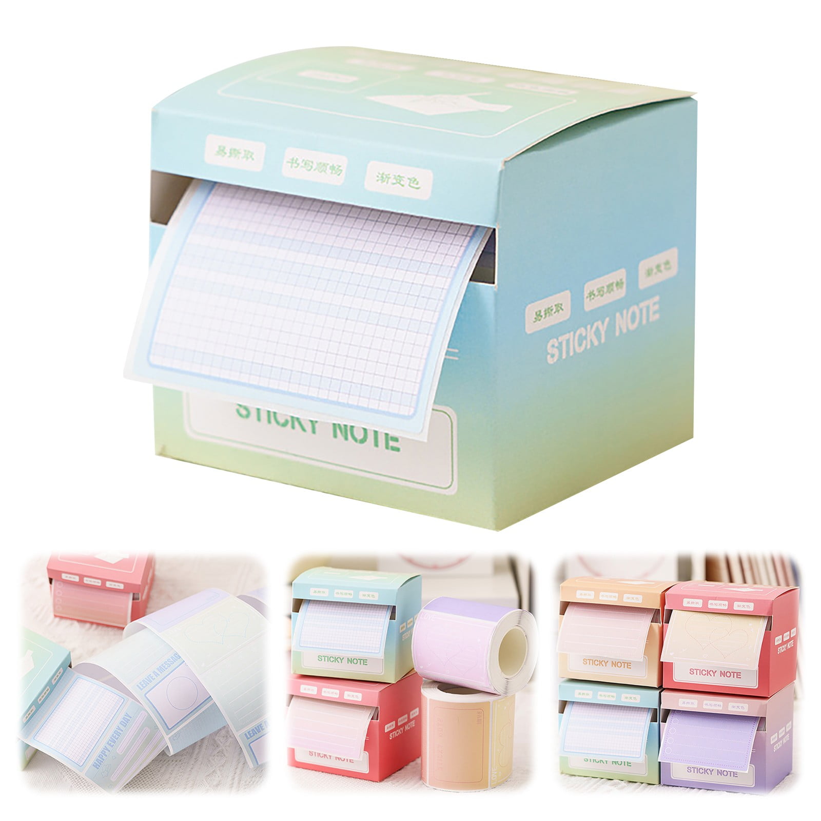 SUSHANG Pull-Out Full Adhesive Sticky Notes Roll Tape, Colorful Self ...