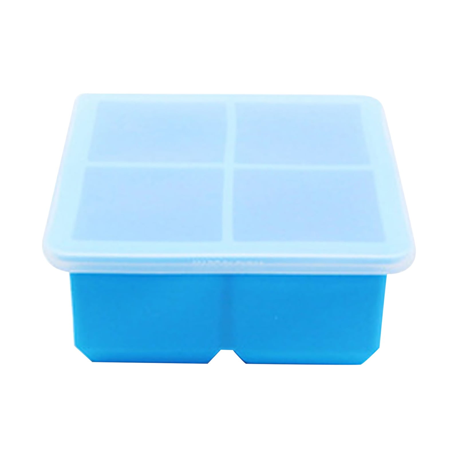 SUSHANG Silica Gel Ice Cube 4 Square Ice Cube Tray with Cover Household ...