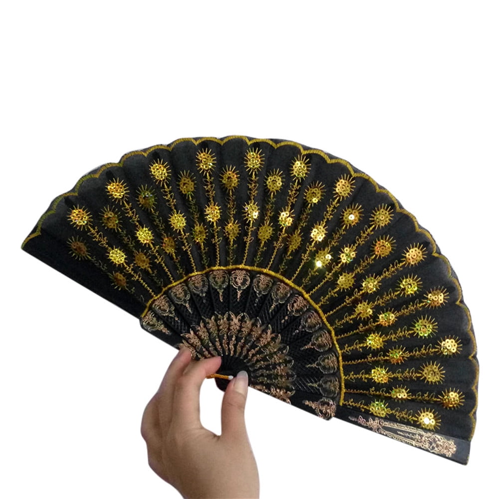 SUSHANG Spanish Lace Silk Folding Hand Held Dance Fan Flower Pattern ...
