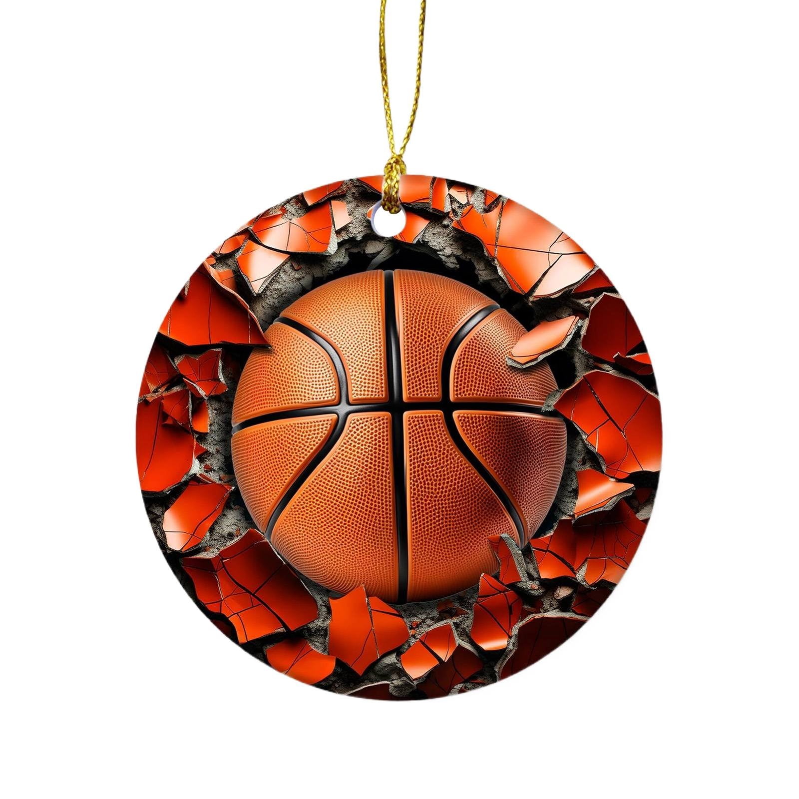 SUSHANG Sports Themed Christmas Tree Ornament, Double Sided Ball Design ...