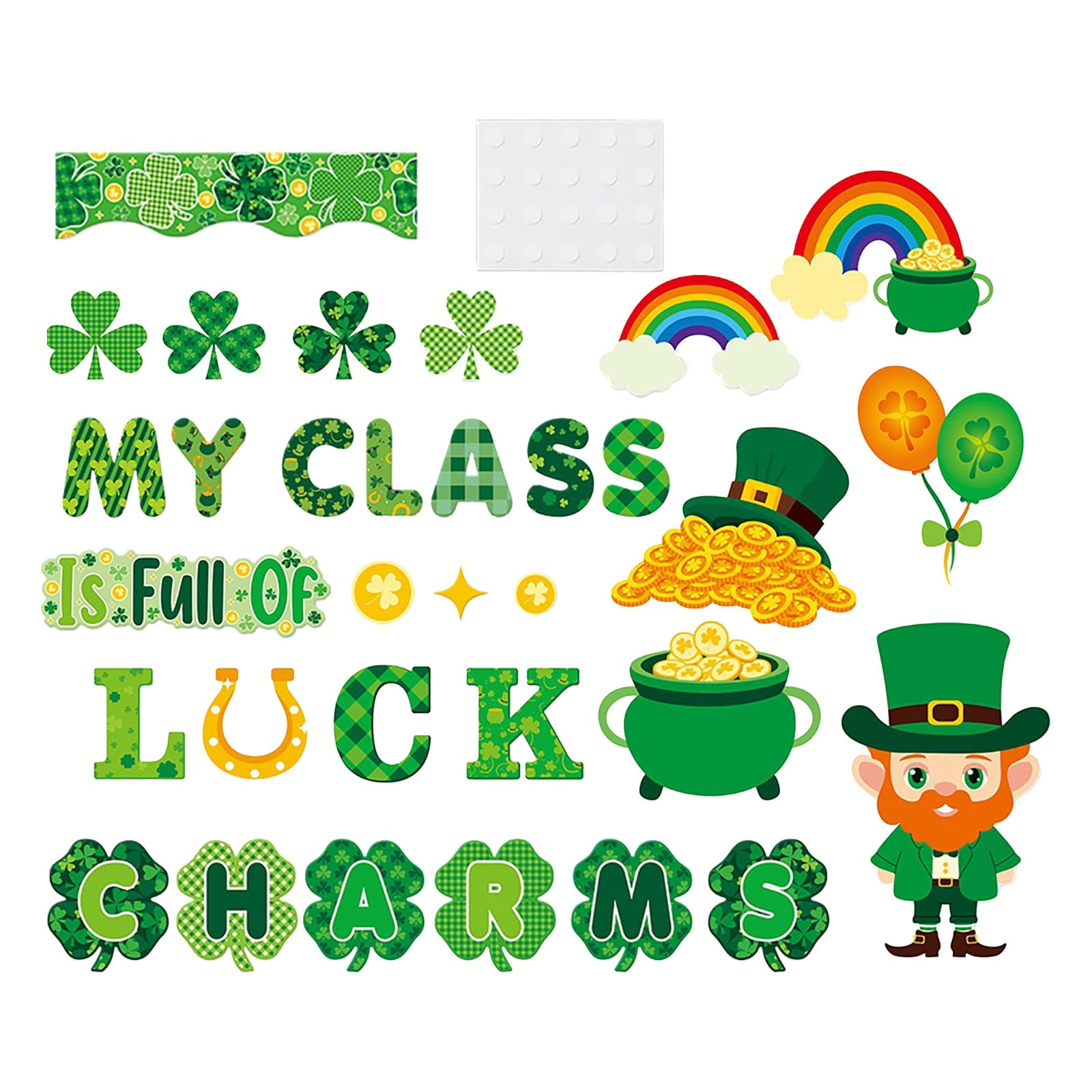 SUSHANG St.Patrick Day Bulletin Board Decoration Set Lucky Shamrock ...