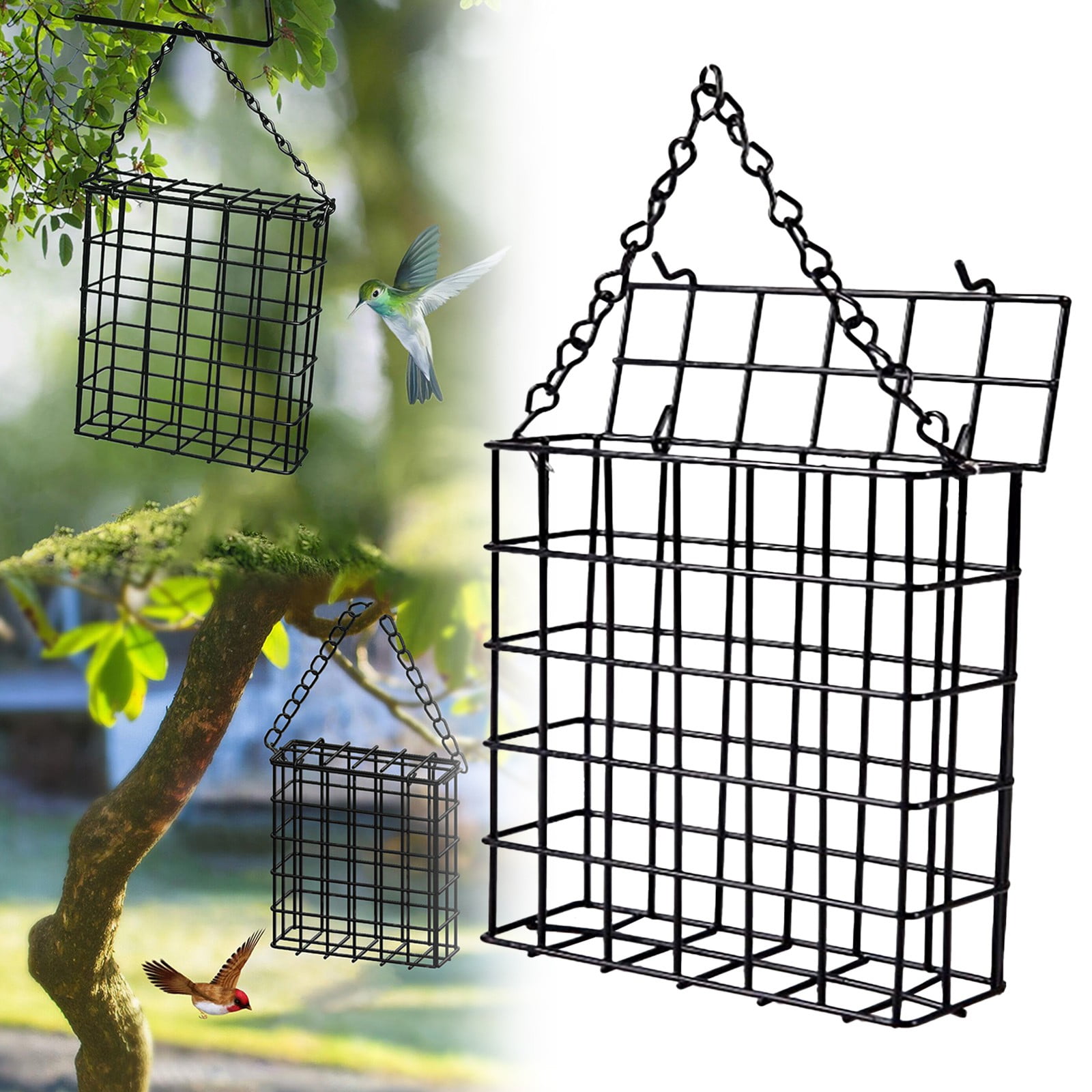 SUSHANG Suet Bird Feeder Wire Bird Feeder Square Bird Cage Feeder Metal ...