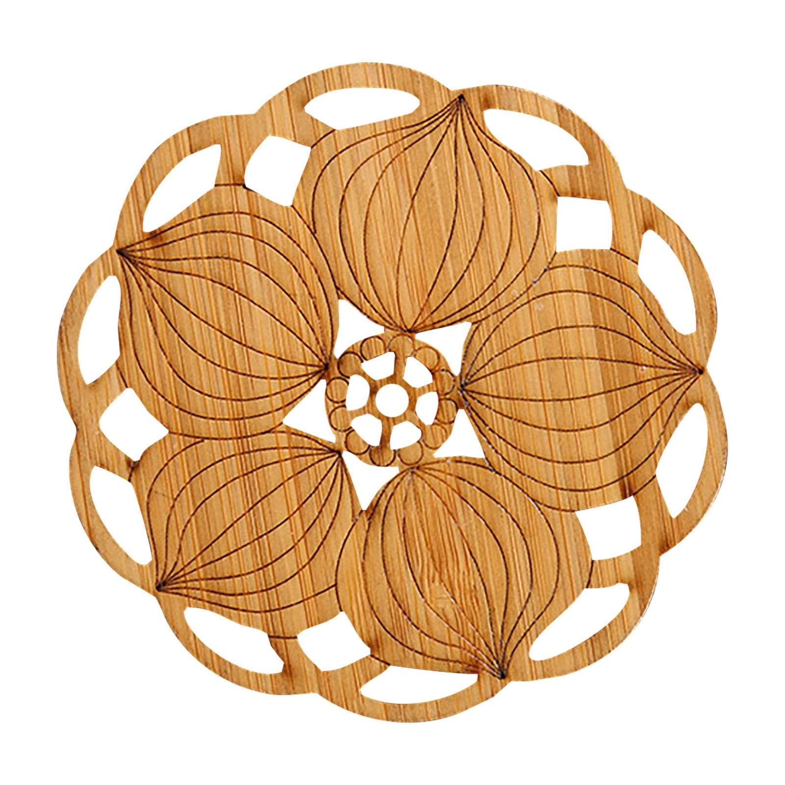SUSHANG Teacup Mat, Botanical Wooden Drink Coasters - Reusable Heat ...