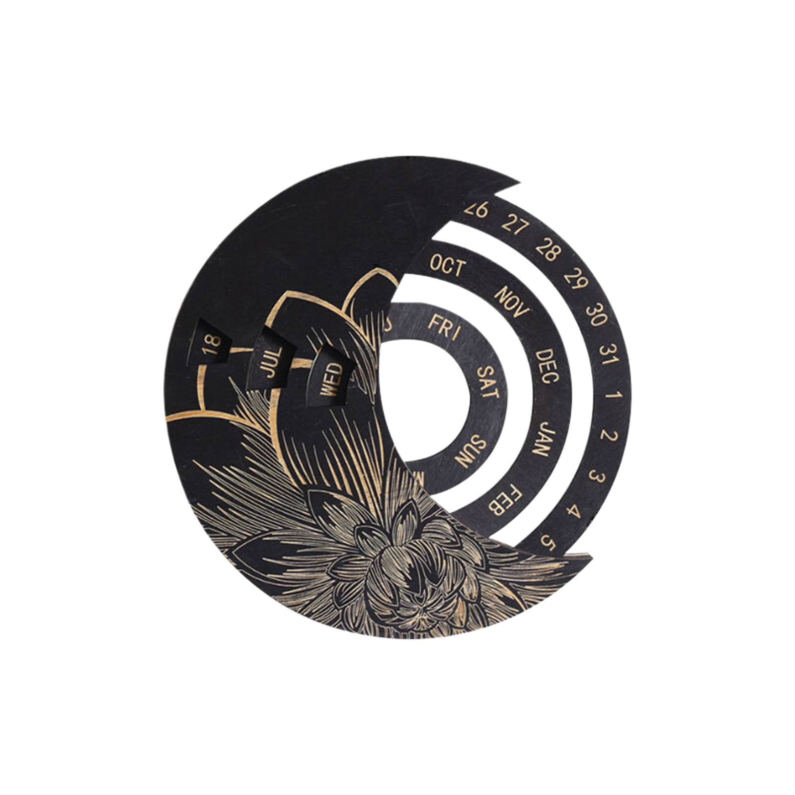 SUSHANG Traditional Wooden Perpetual Calendar - Hand-Carved Rotating ...