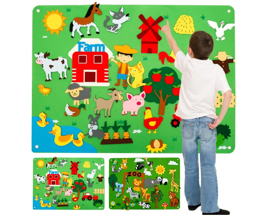 SUSHANG WATINC Farm Animals Felt Story Board Set 3.5Ft Animals Story ...
