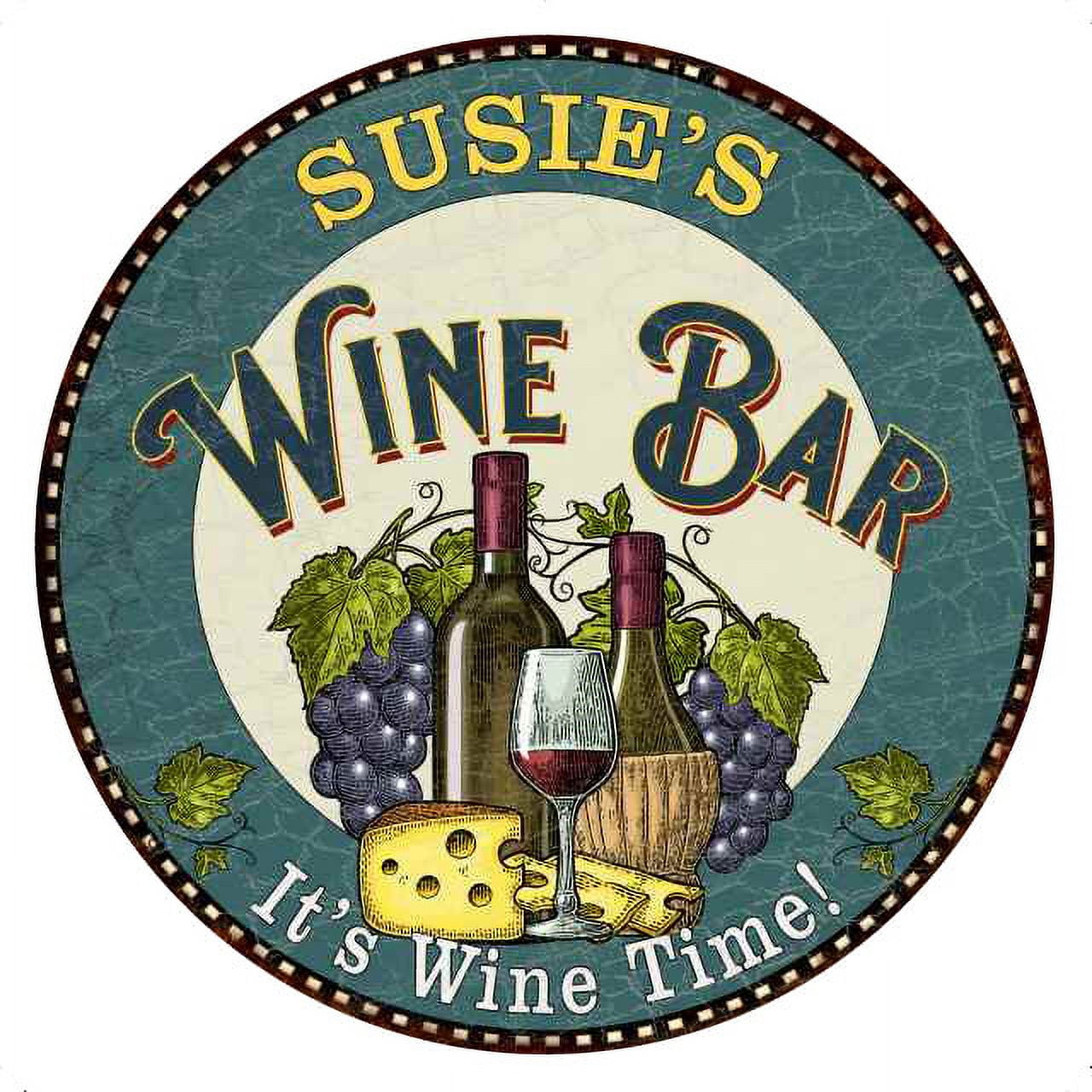 SUSIE'S Wine Bar 14" Round Metal Sign Wall Gift 100140043178 - Walmart ...