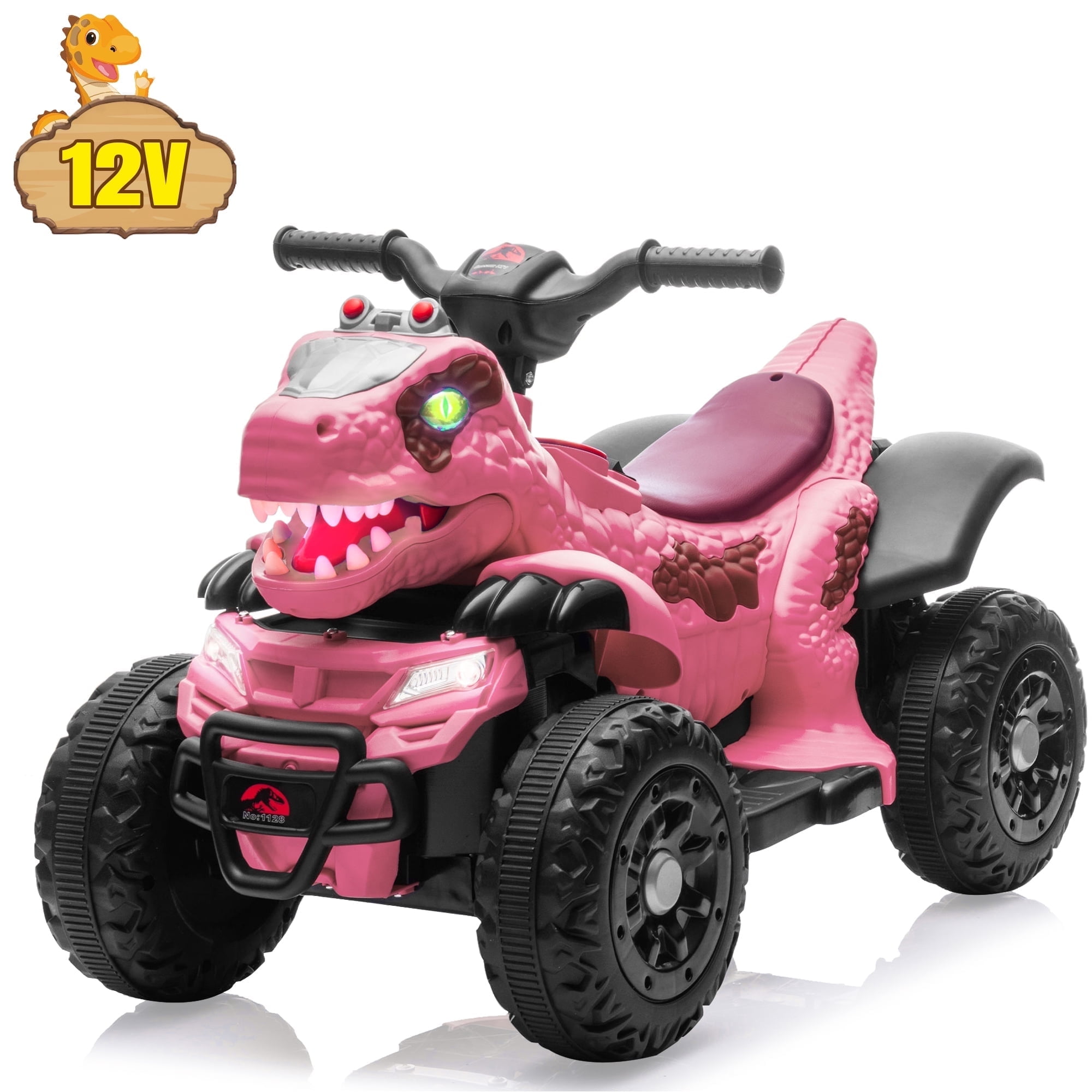 SUSIELADY 12V Electric Car For Kids ATV, Dinosaur Design Quad 4 Wheeler ...