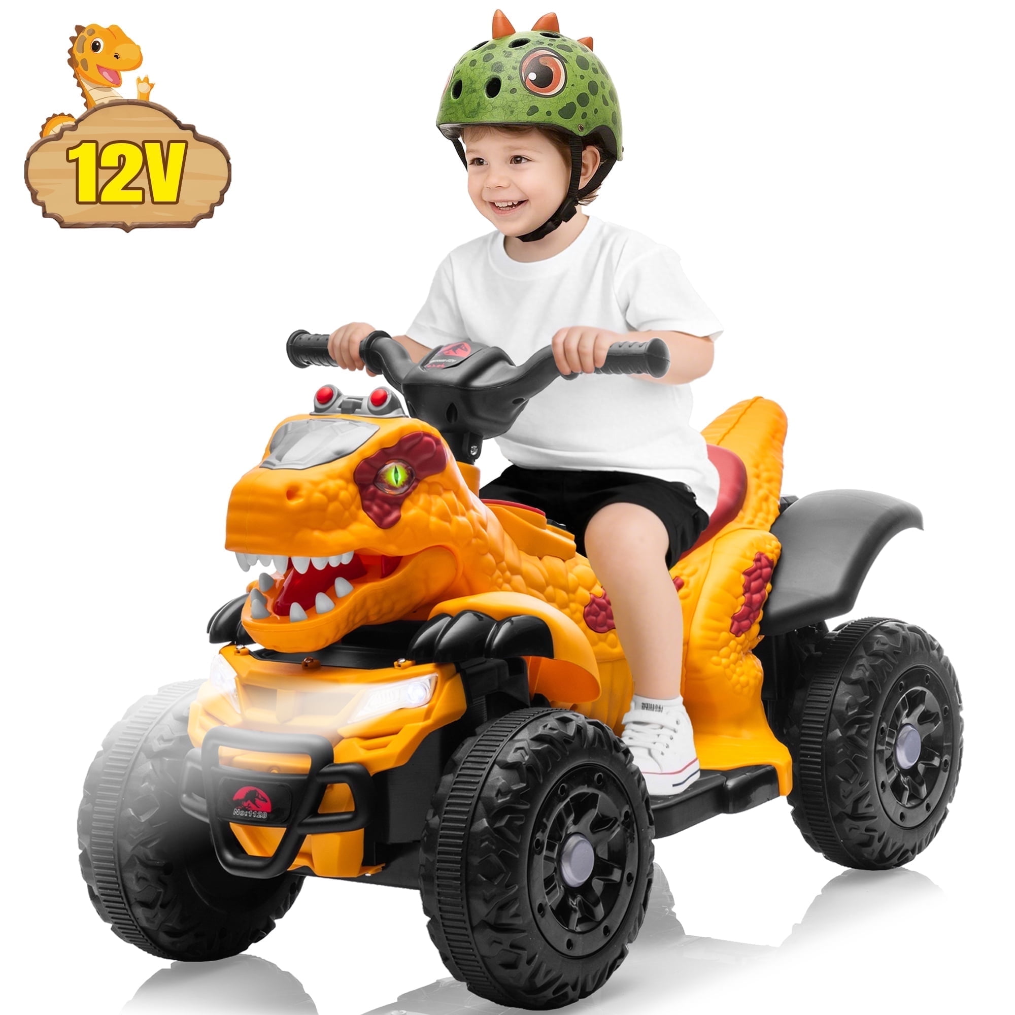 SUSIELADY 12V Kids Dinosaur Ride on ATV, Quad 4 Wheeler Dinosaur Design ...