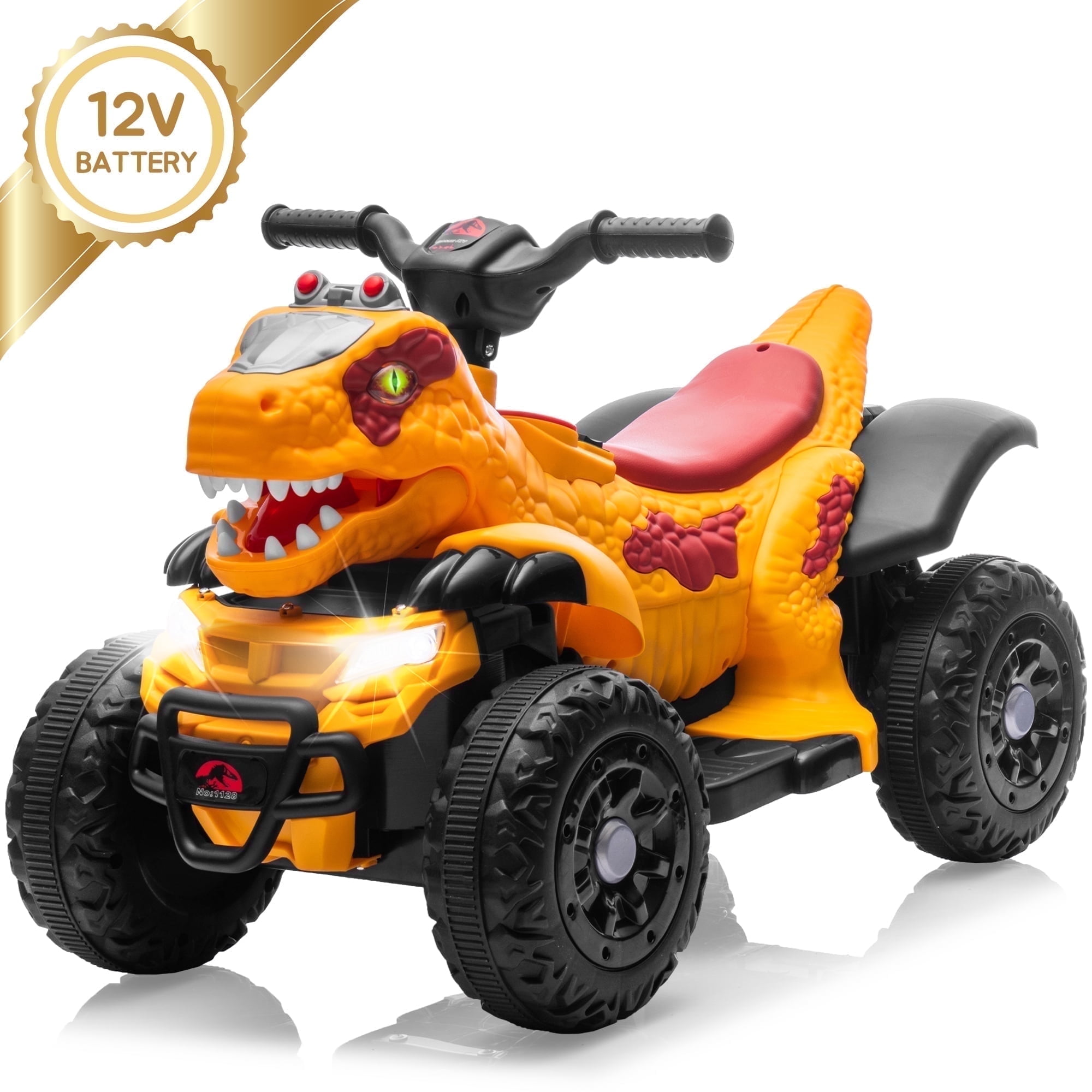 SUSIELADY 12V Dinosaur Ride-On ATV for Kids, Electric 4 Wheeler Quad ...