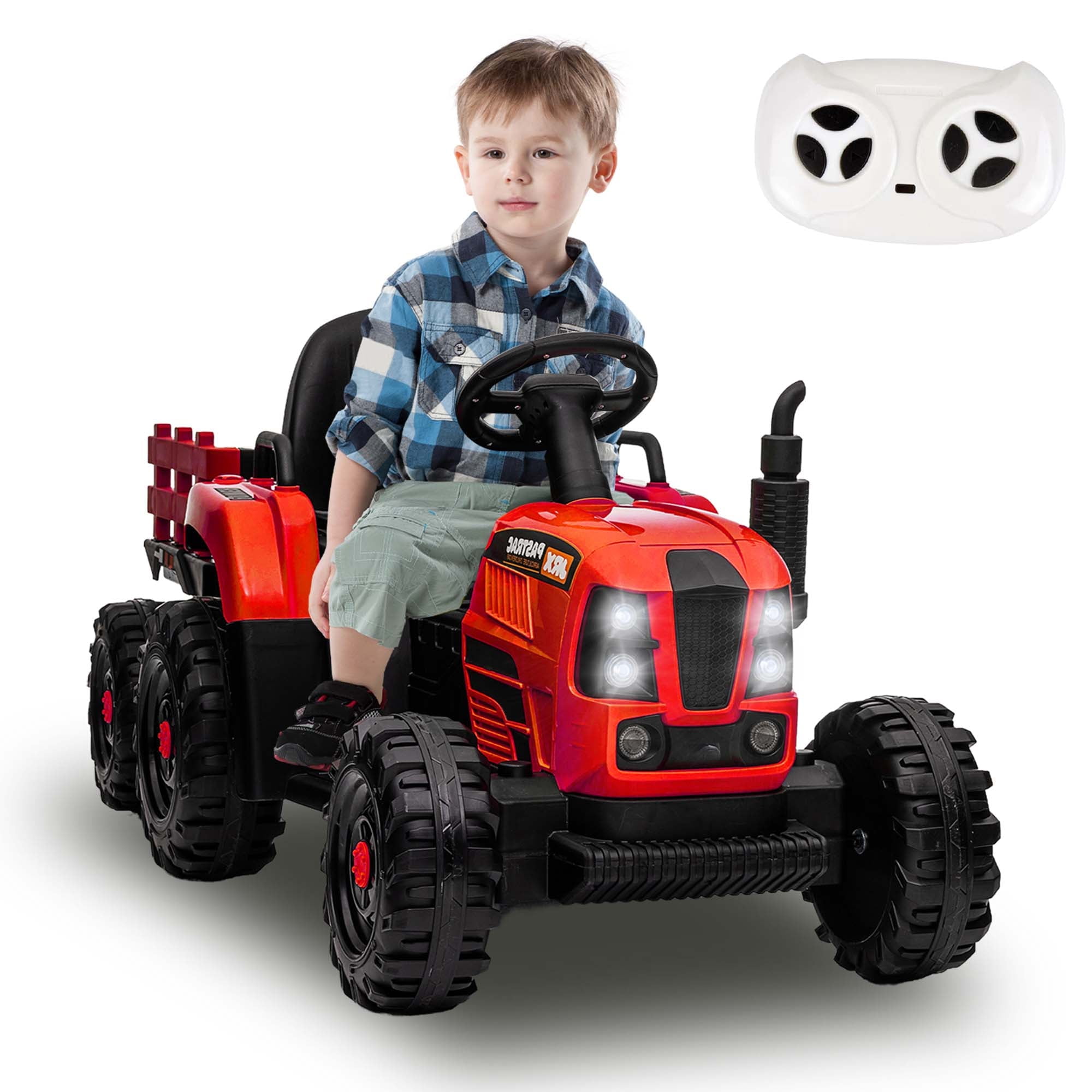 SUSIELADY 12V Kids Ride On Tractor with Trailer, with Parent Remote ...