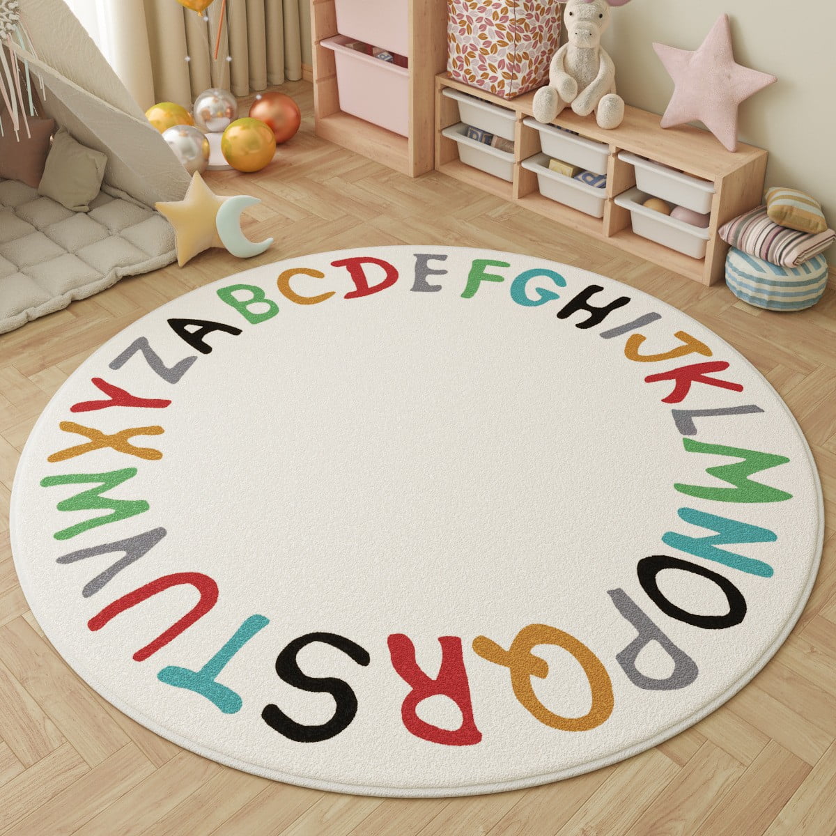 SUSIELADY Colorful Alphabet Round Kids Play Rug Alphabet Nursery Area ...