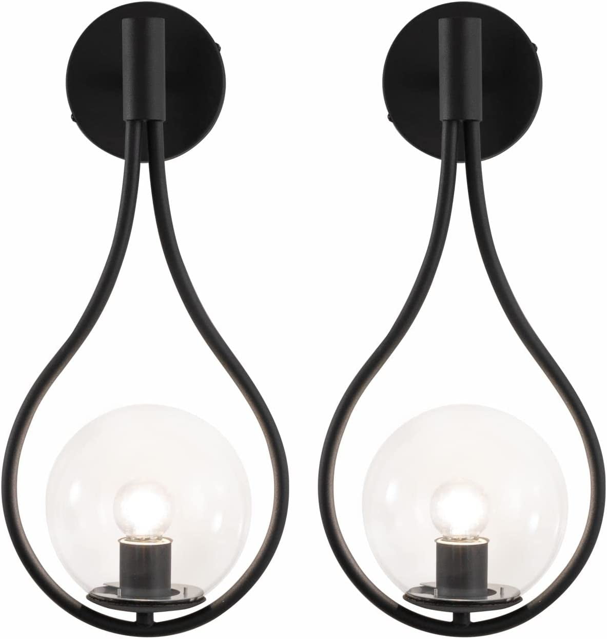 Susimond 1 1 Clear Glass Globe Wall Sconce Set Of 2 1 1 Wall Lamp Hand Blown Shade Mid Century