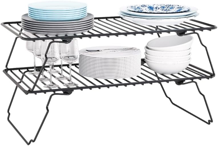 SUSSEXHOME 2-Pack Metal Kitchen Cabinet Shelf Organizer – Matte Black ...