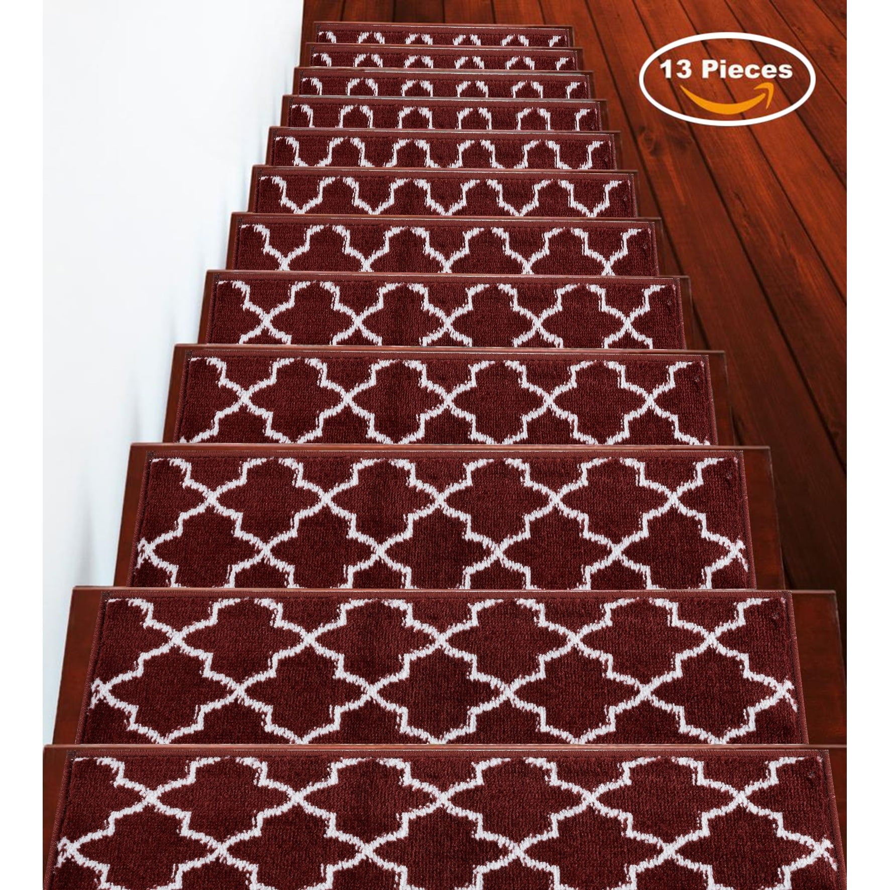 SUSSEXHOME Geometric Stair Treads with Easy to Install Double Adhesive ...