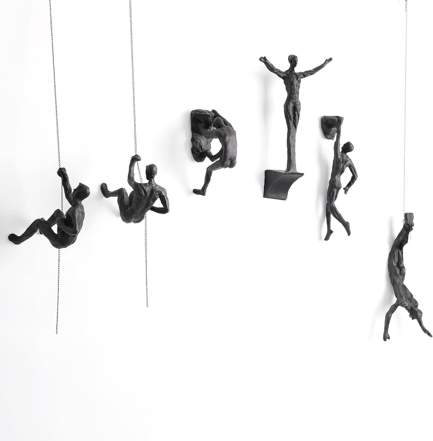 SUSSEXHOME Large Climbing Man Wall Sculpture Set of 6 – 3D Wall Art ...