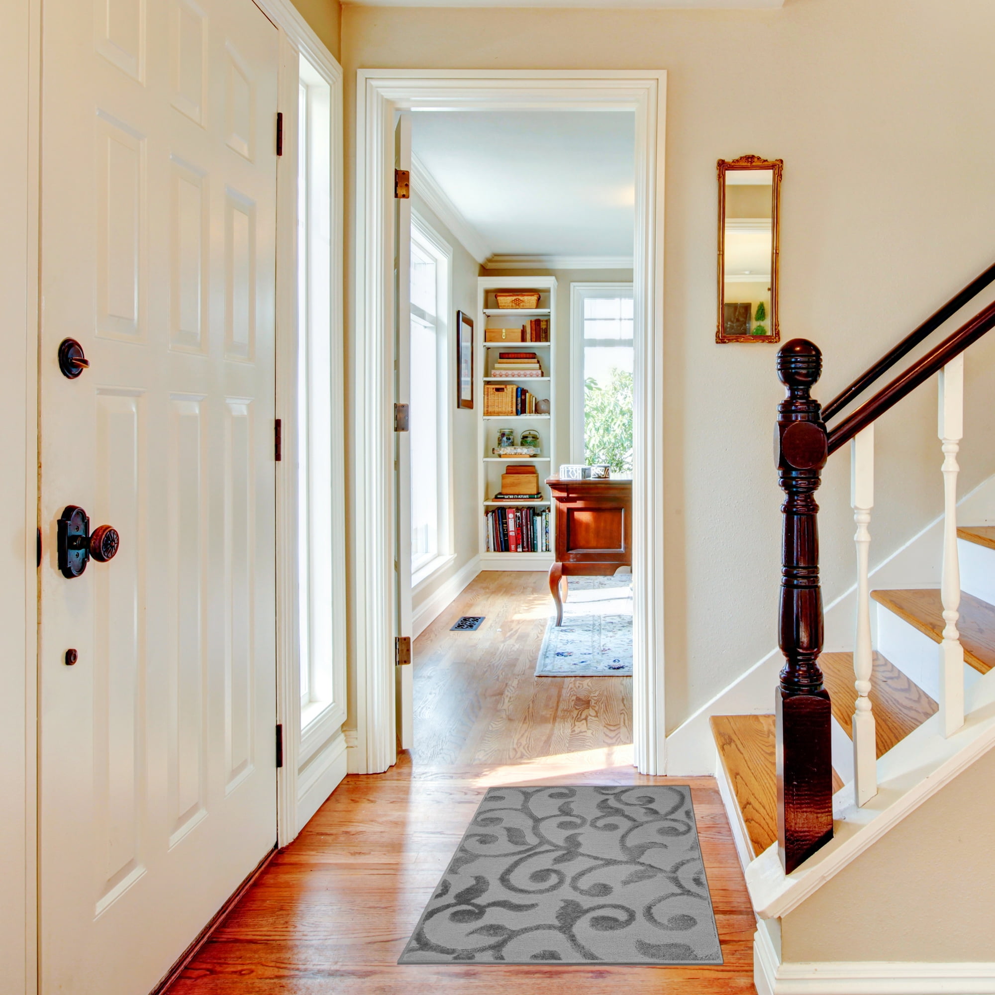 SUSSEXHOME Leaves Collection 2'x3' Gray Area Rug, Extra Soft and Comfy ...