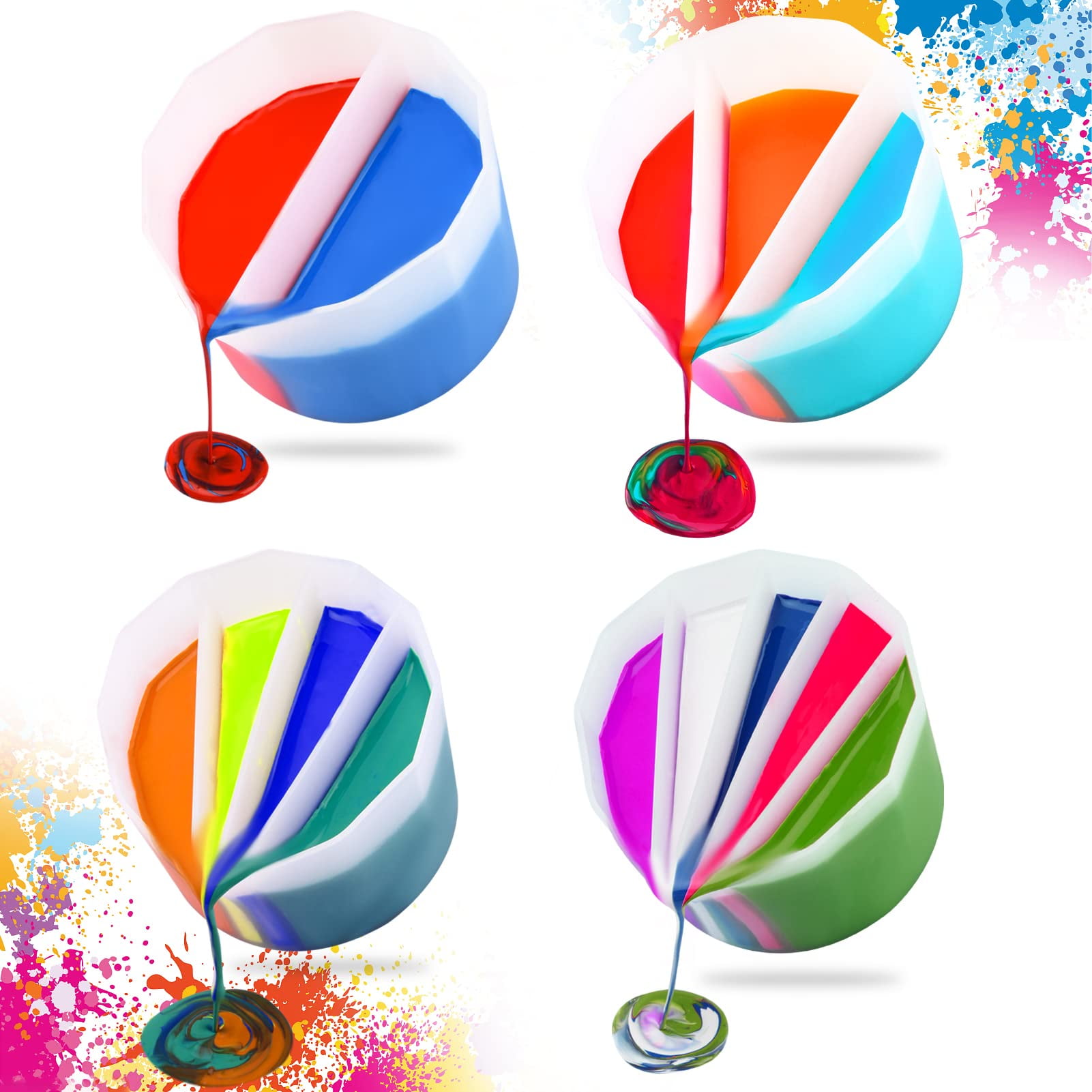 SUSSURRO 4 PcsTRDN Split Cups for Paint Pouring, Silicone Split Cup ...