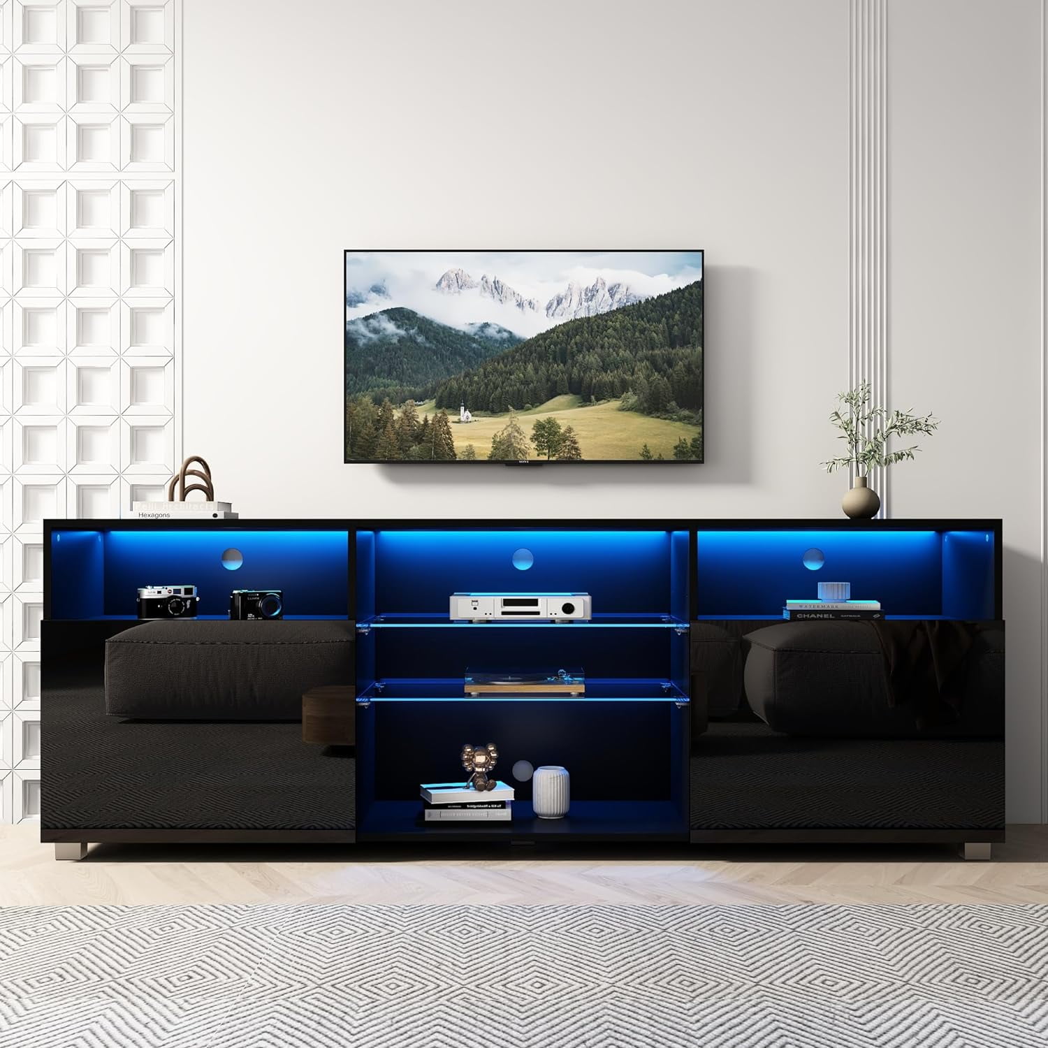 SUSSURRO LED TV Stand for 50/55 inch TV, Television Table Center Media ...