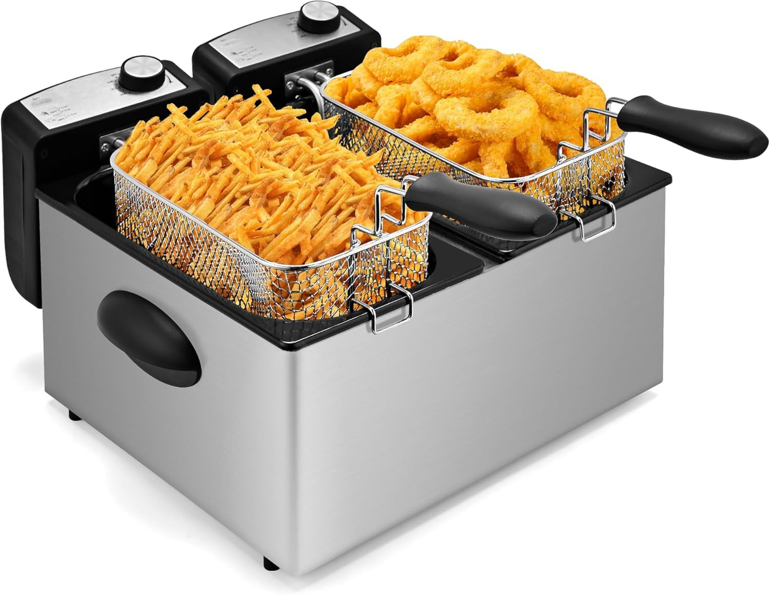 SUSTEAS Deep Fryer, 2 Baskets Electric Oil Fryer with 5.4QT/6L,3000W ...