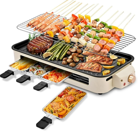 Electric Indoor Grill, Indoor Grills for Kitchen with Grill Net & Non ...