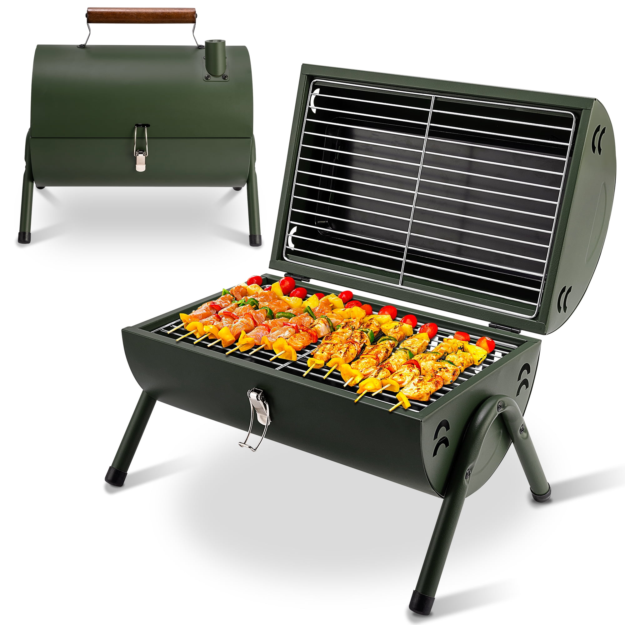 SUSTEAS Grill-42 Portable Charcoal Grill: 42x29x29cm Foldable Double ...