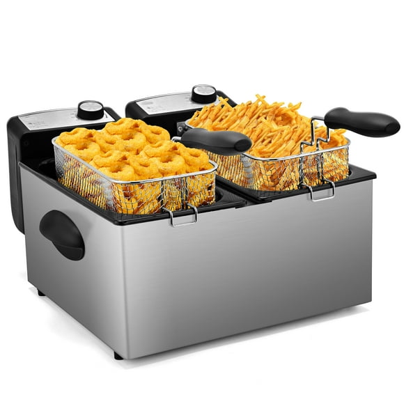 Electric Double Fryers for Home and Commercial Use with Multiple Sizes