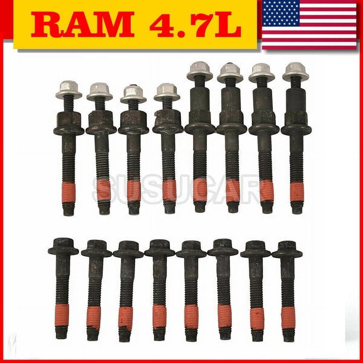SUSUCAR Manifold Stud Bolt Nut Kits, Replacement Fitment for Dodge Ram ...