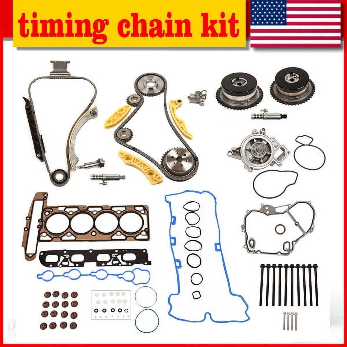 SUSUCAR Timing Chain Kit VCT Selenoid Actuator Gear Cover Gasket Fit GM ...