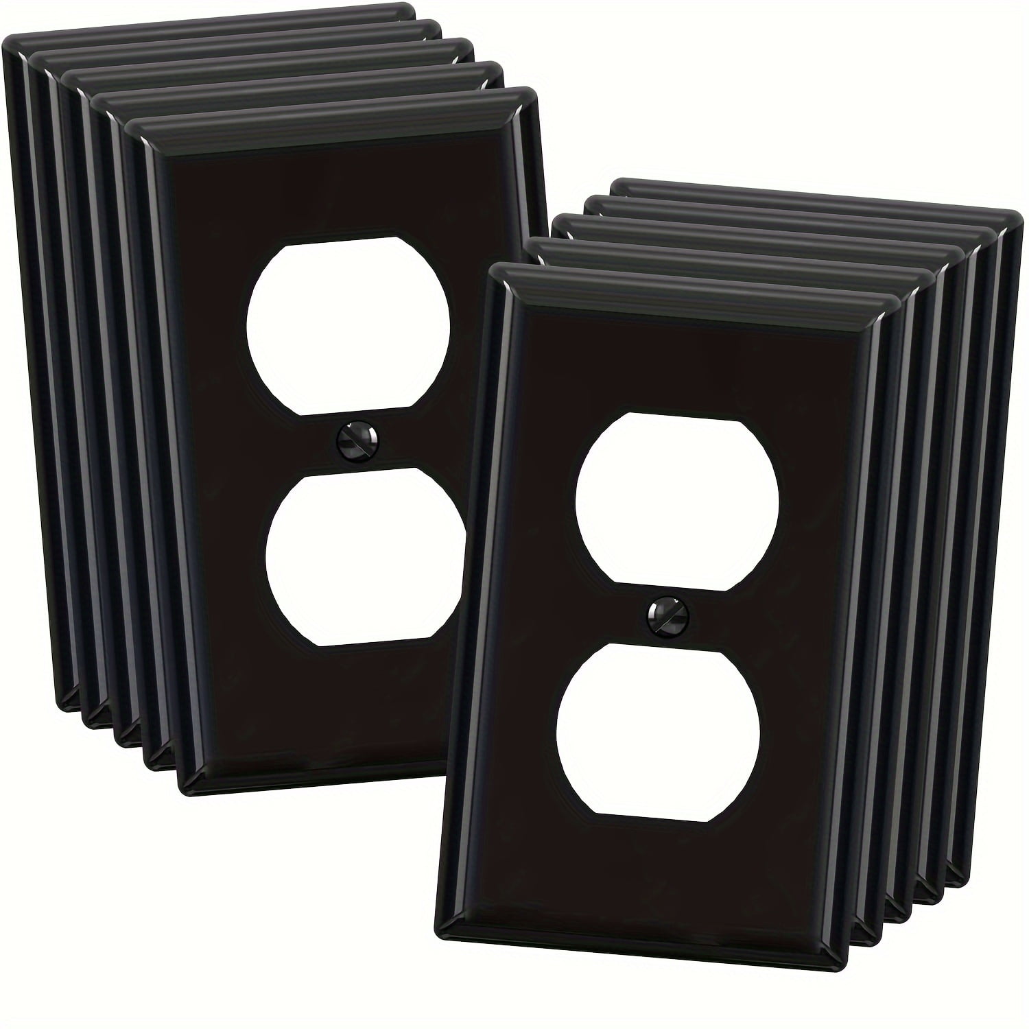 SUSUSU Black Outlet Covers Wall Plate Duplex Receptacle Outlet ...