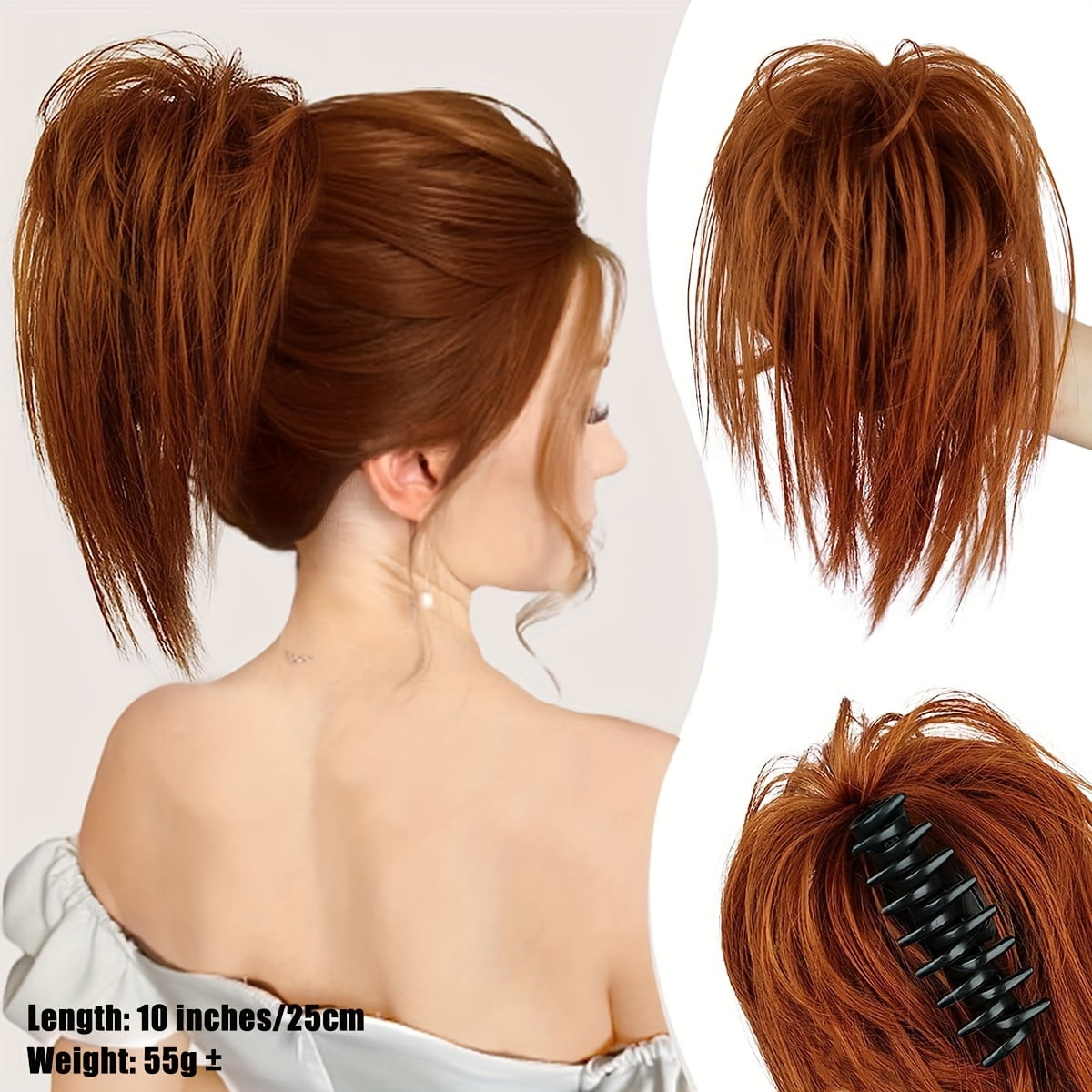 SUSUSU Bun Hair Piece Claw Clip Hair Bun Wavy Curly Chignon Hair Bun ...