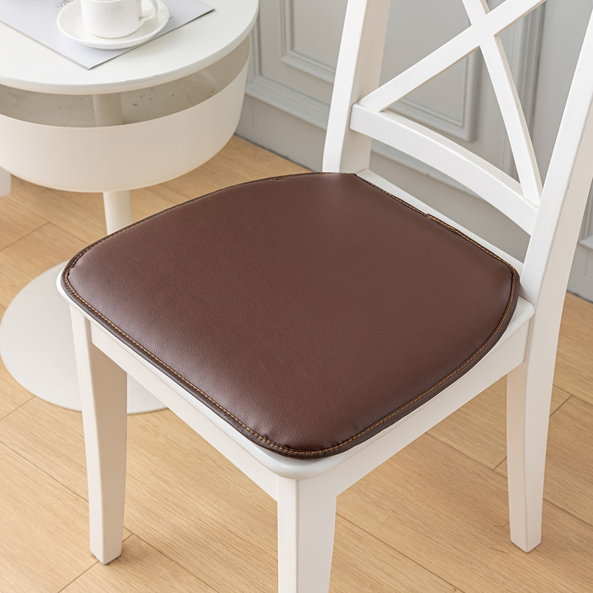 SUSUSU Chair Mat Classic Faux Leather D-shaped Chair Cushions ...