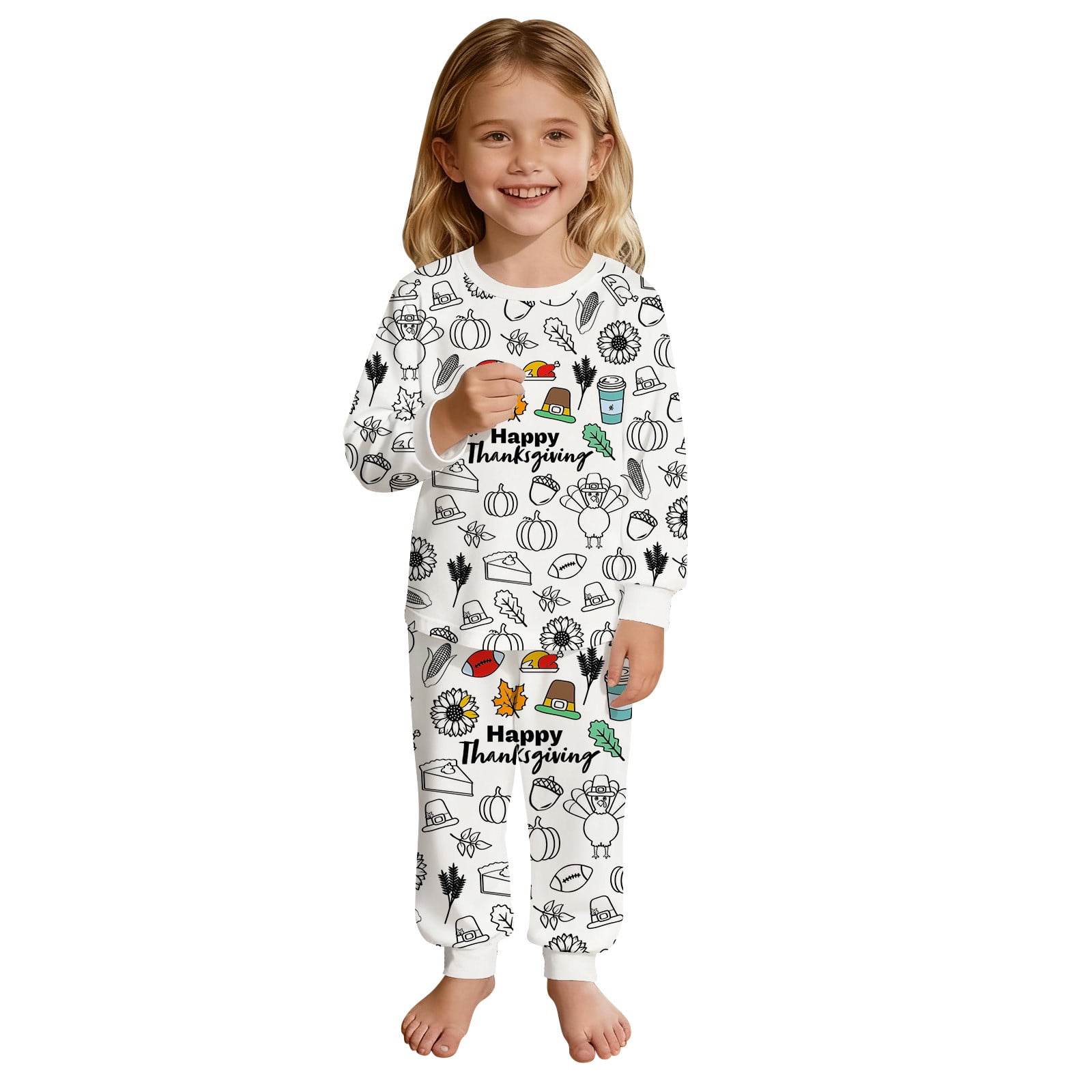 SUSUSU Kids Thanksgiving Homewear, Hand Painted Coloring Pajama, Play ...