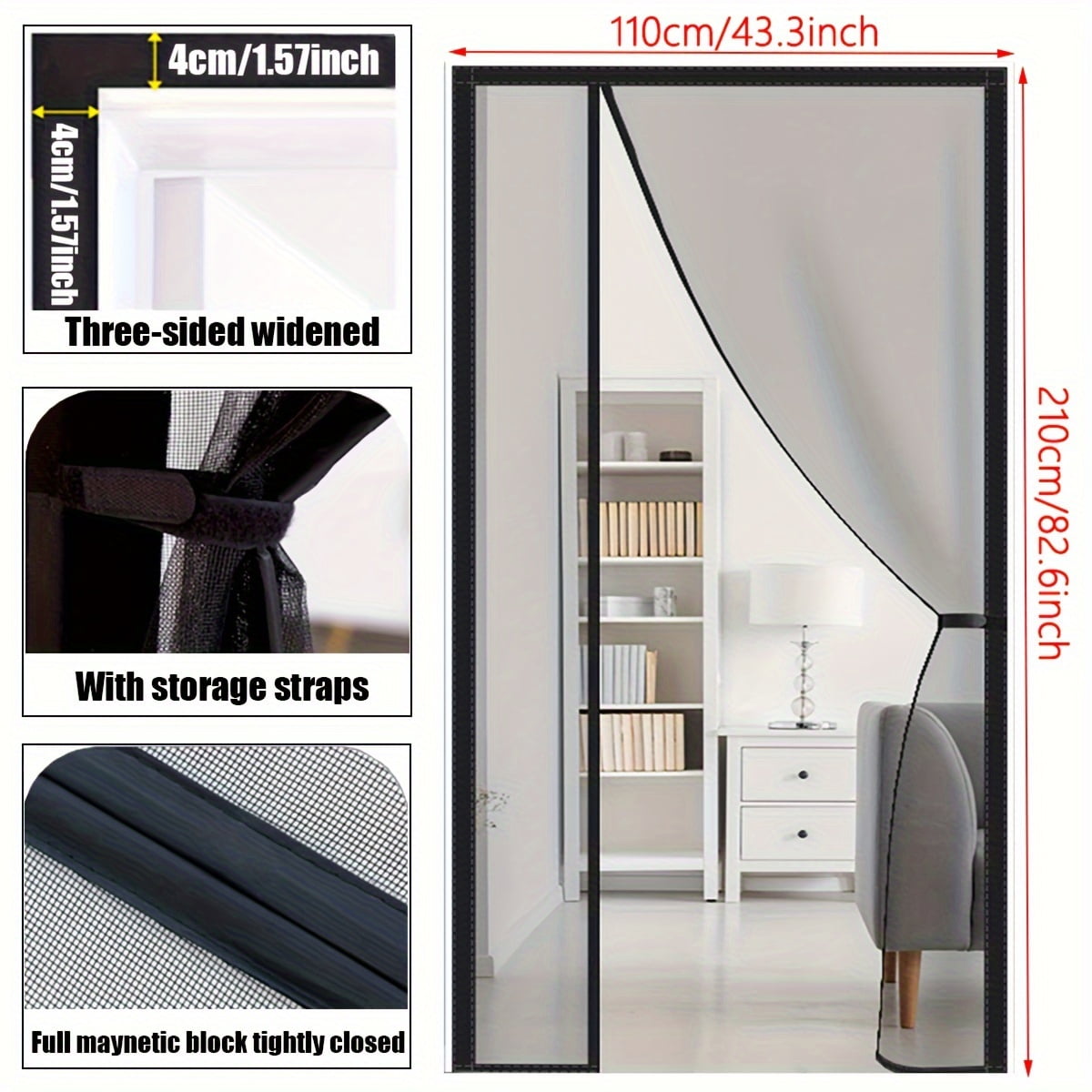 SUSUSU Magnetic Shielded Door Curtain Reversible Left And Right Side ...