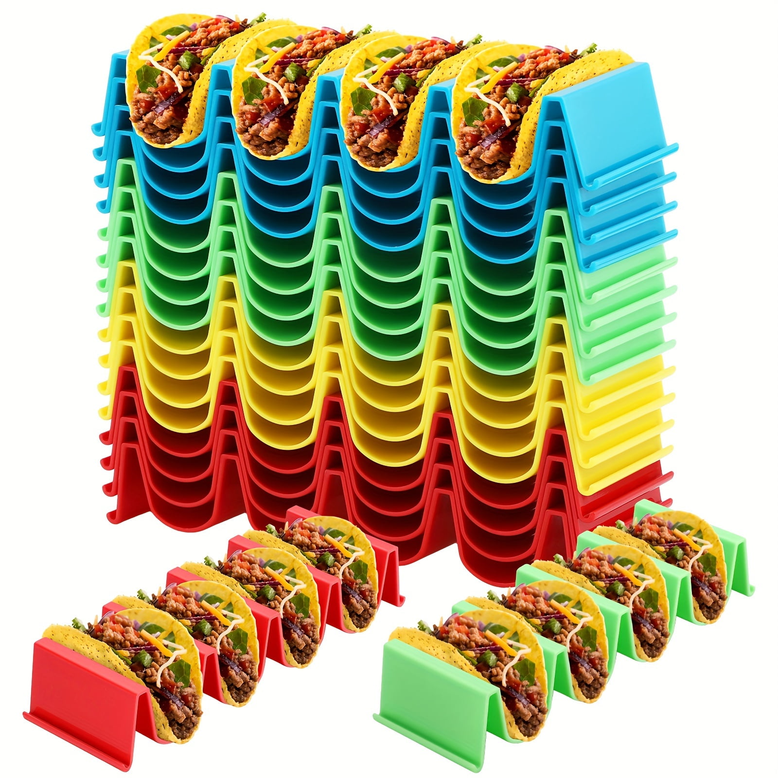 SUSUSU Pcs Colorful Taco Holder Stand Plastic Taco Plate Hold up to 4 ...