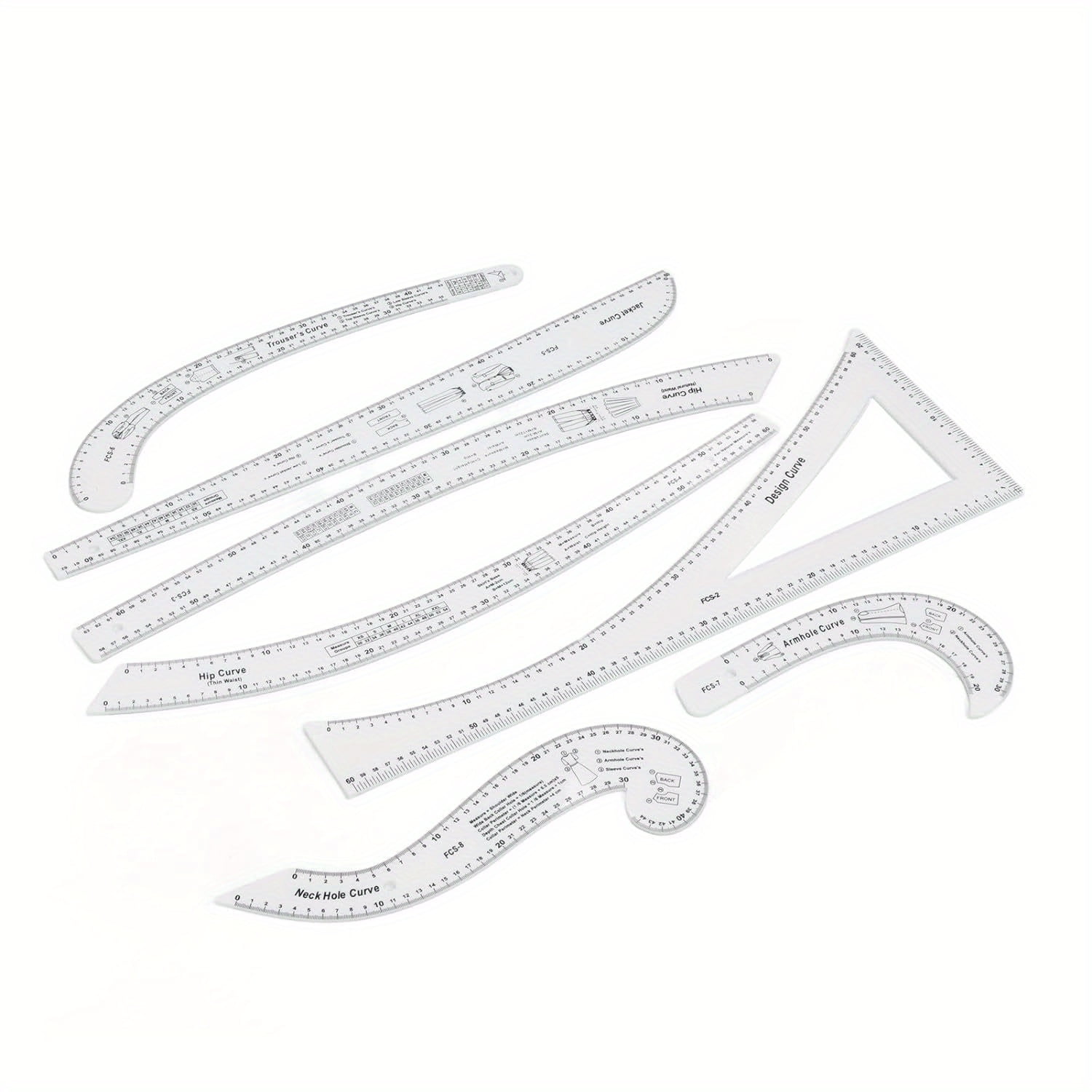 SUSUSU Sewing Ruler Tailor Set Clear French Curve Ruler Sewing Ruler ...