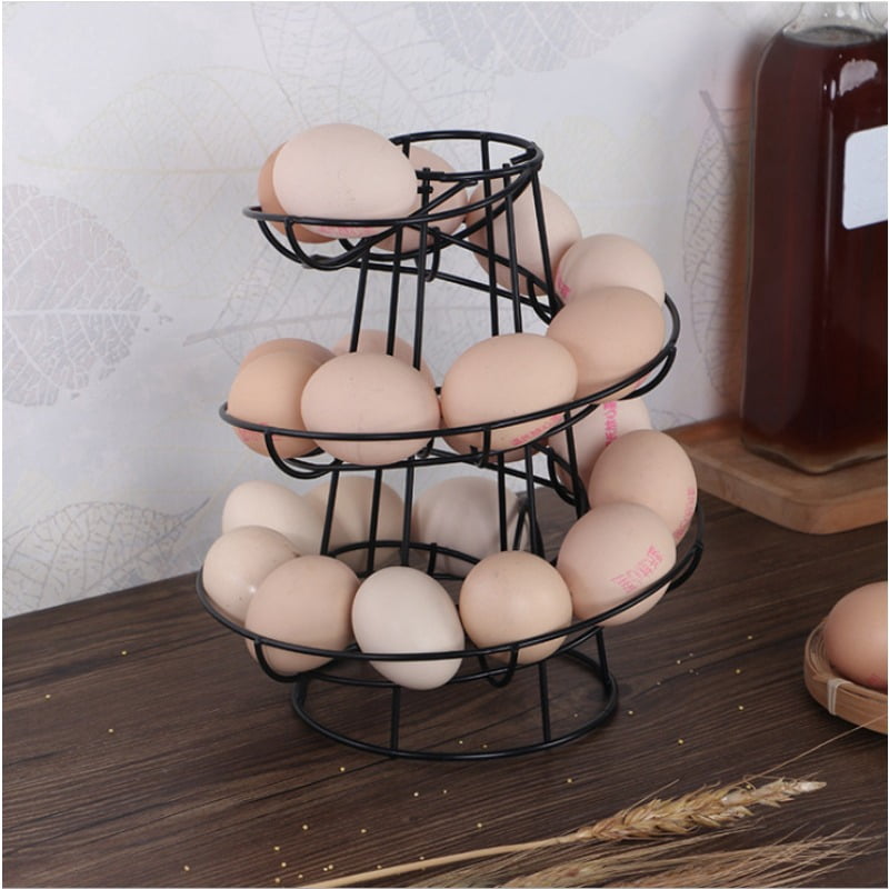SUSUSU Sturdy Spiral Chicken Egg Dispenser Rack - Metal Display ...