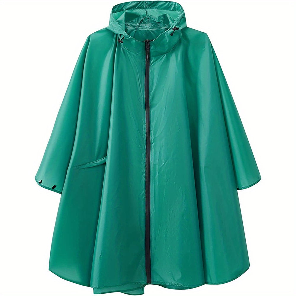 SUSUSU Waterproof Reusable Rain Poncho For Water Park Zip Up Hooded ...
