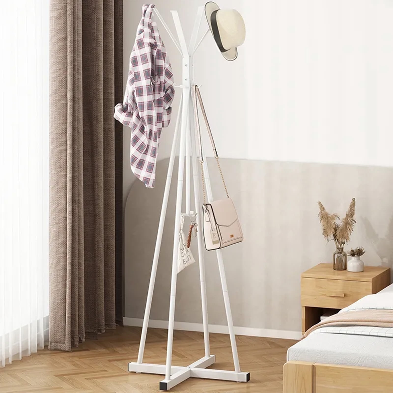 SUSUZI 5.6 ft Coat Rack 12 Hooks Freestanding Hall Tree, Living Room ...