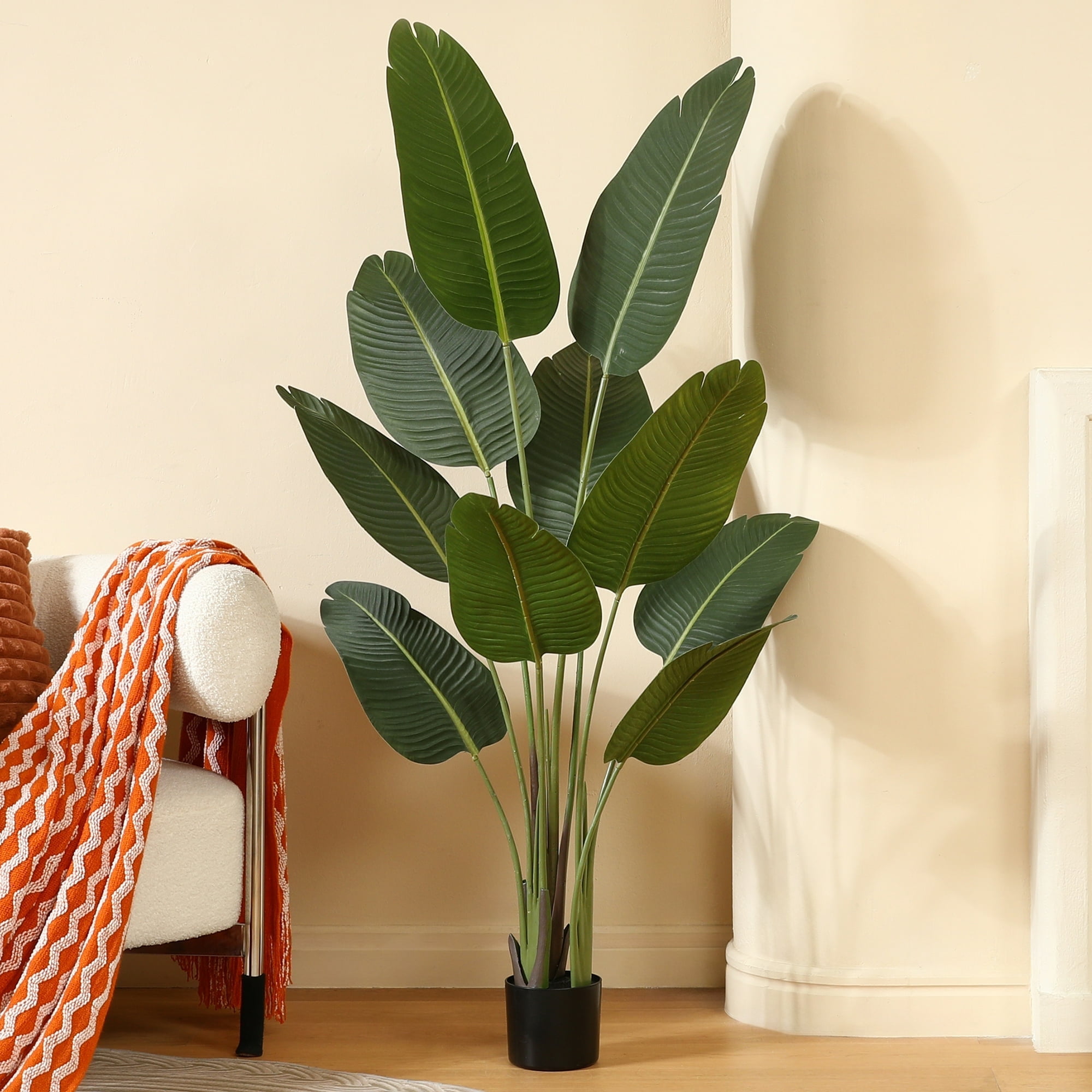 SUSUZI Artificial Bird of Paradise Plant Fake Tropical Palm Tree for ...