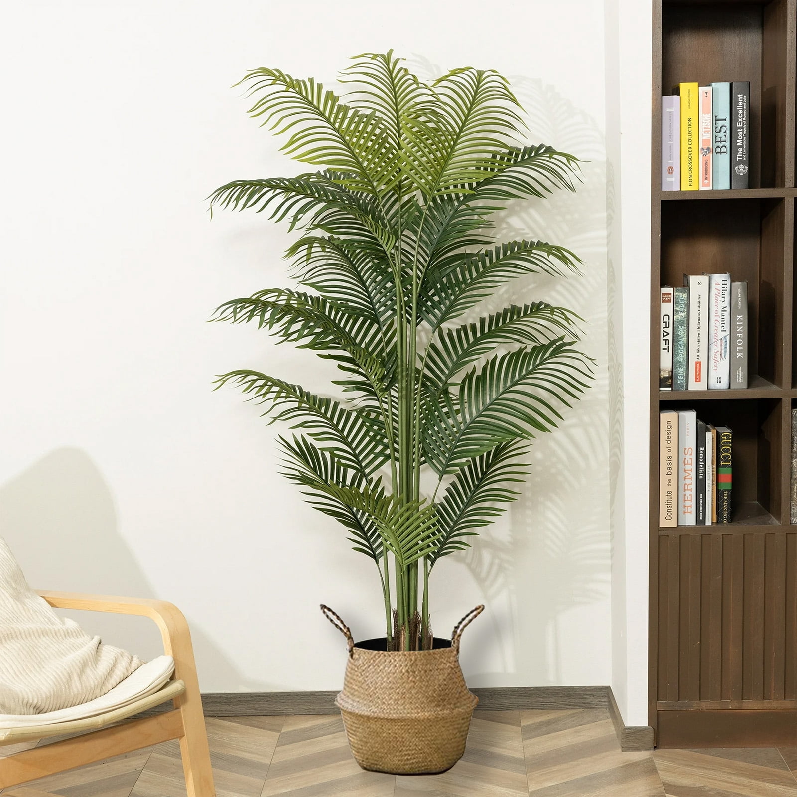 SUSUZI Artificial Plants, 6ft Fake Palm Tree, Pre Potted Faux Greenery ...