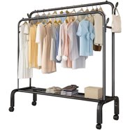 Simple Houseware Indoor Heavy Duty Apparel Clothing Garment Rack, Black ...