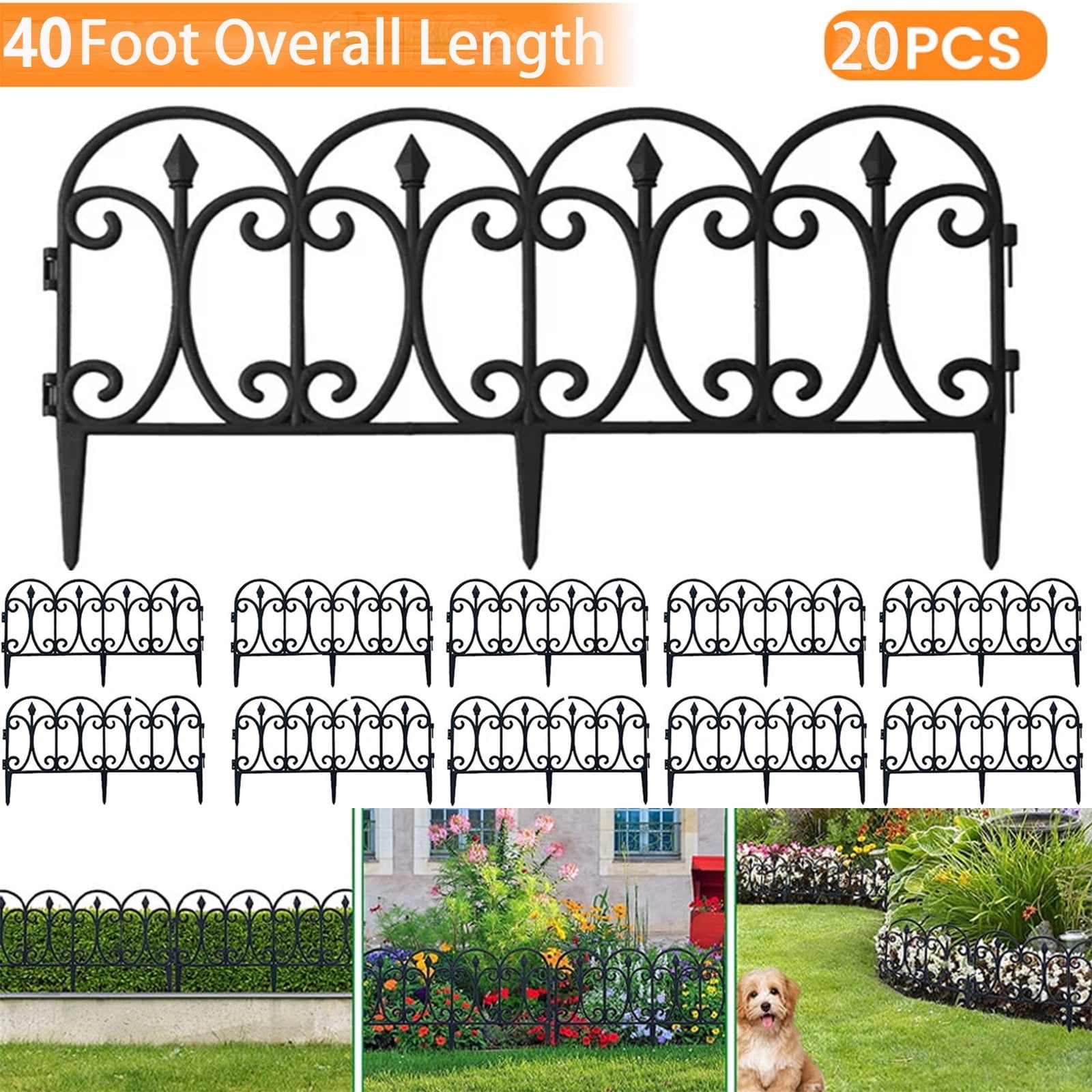 SUSUZI Garden Lawn Edging Plant Border, 20 Pack Metal Effect Plastic ...