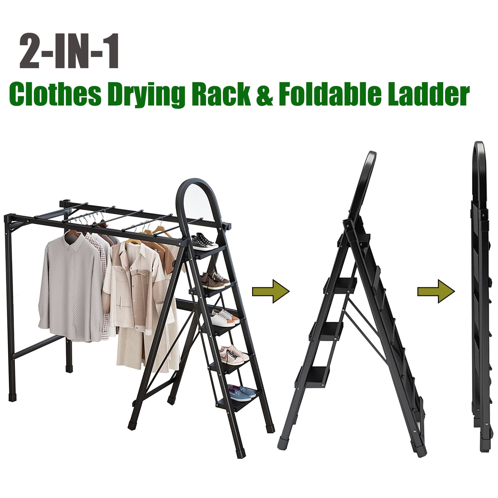 SUSUZI Multi-Purpose Ladder, 6 Step Folding Aluminium Ladder with ...