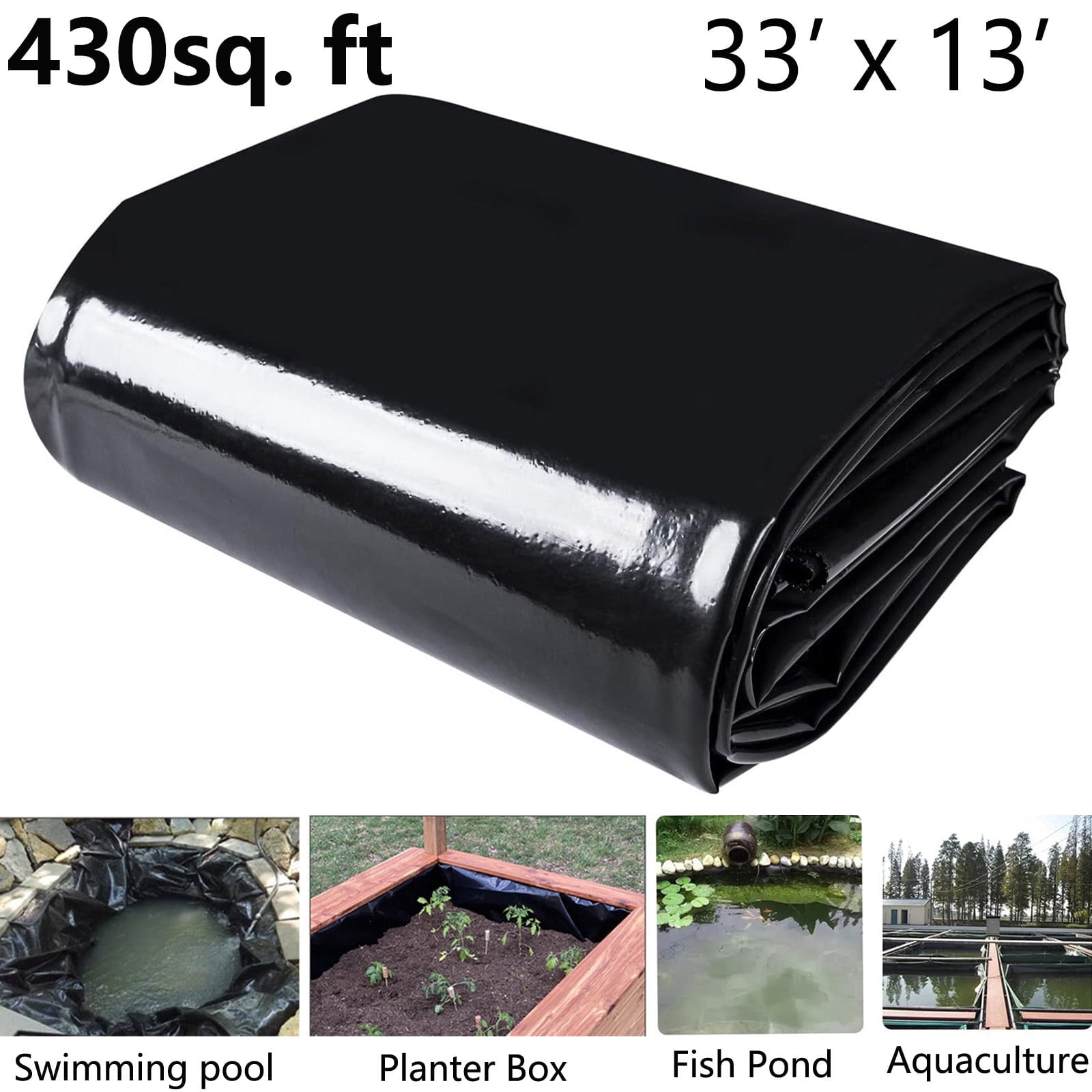 Susuzi Pond Liner 10 Mil 33x13 ft HDPE Waterproof Flexible for Outdoor ...