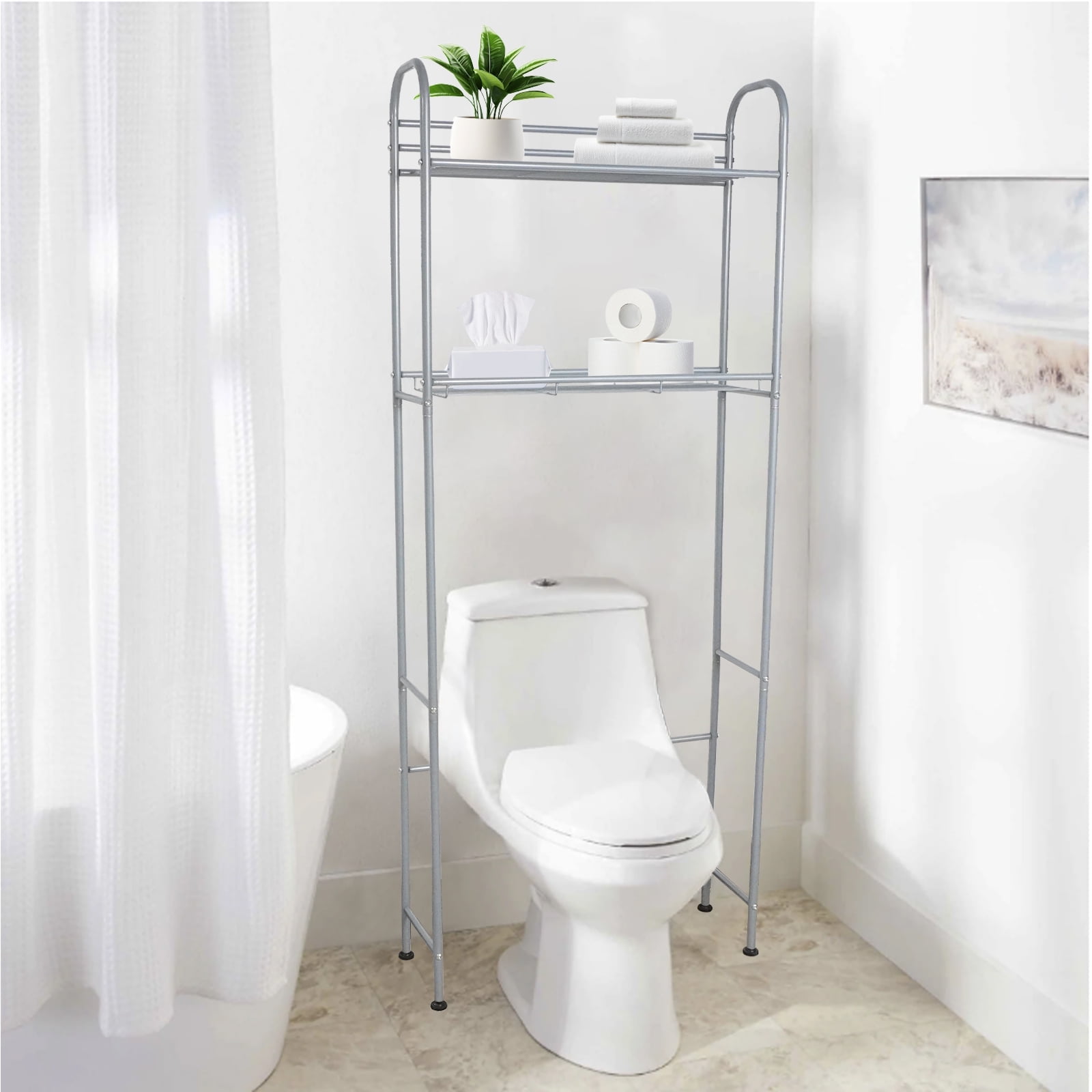SUSUZI Over The Toilet Rack 2 Tier Bathroom Shelf Over Toilet Storage ...