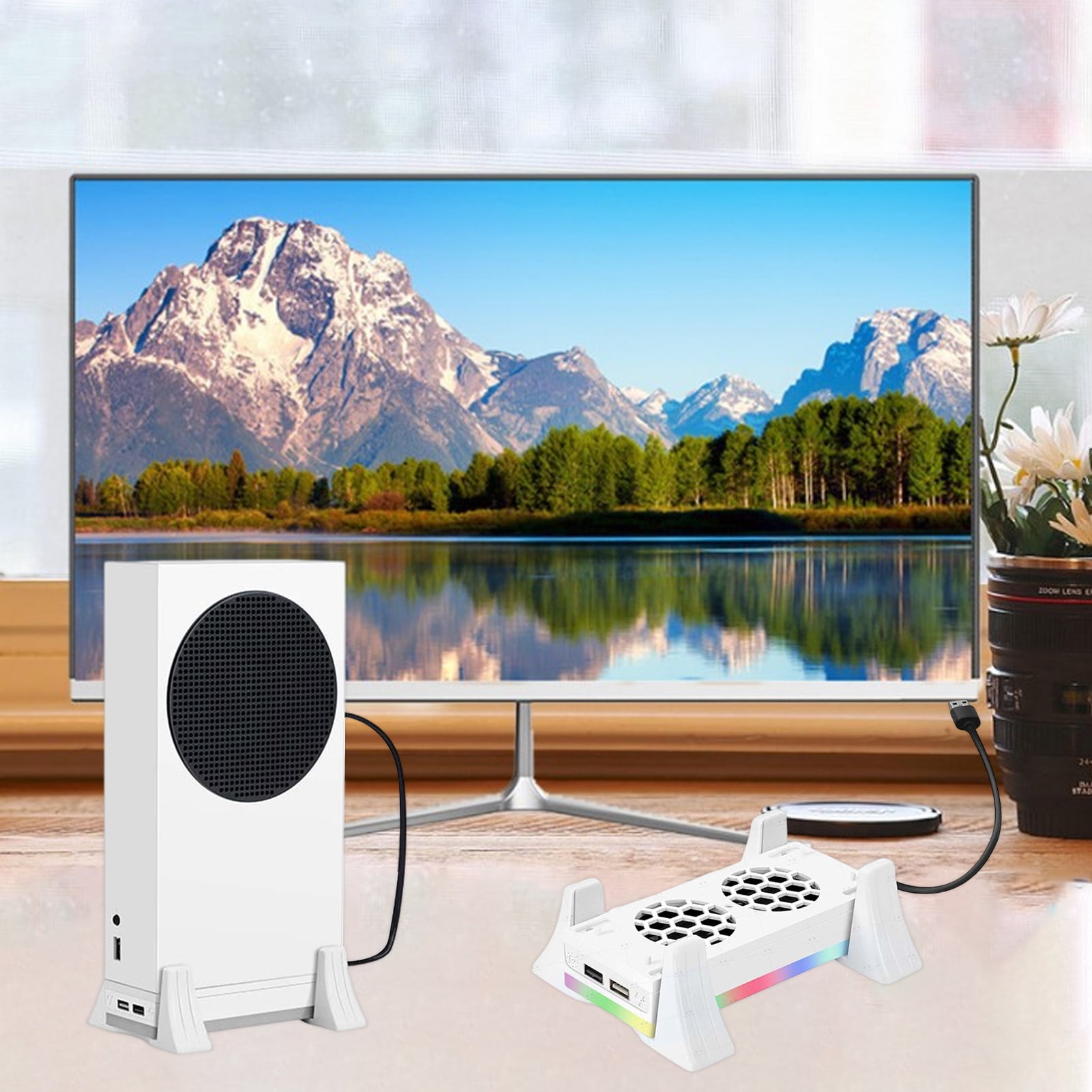 SUSUchens 1 Set Cooling Fan Base 3 Gear Adjustable Built-in LED Light ...