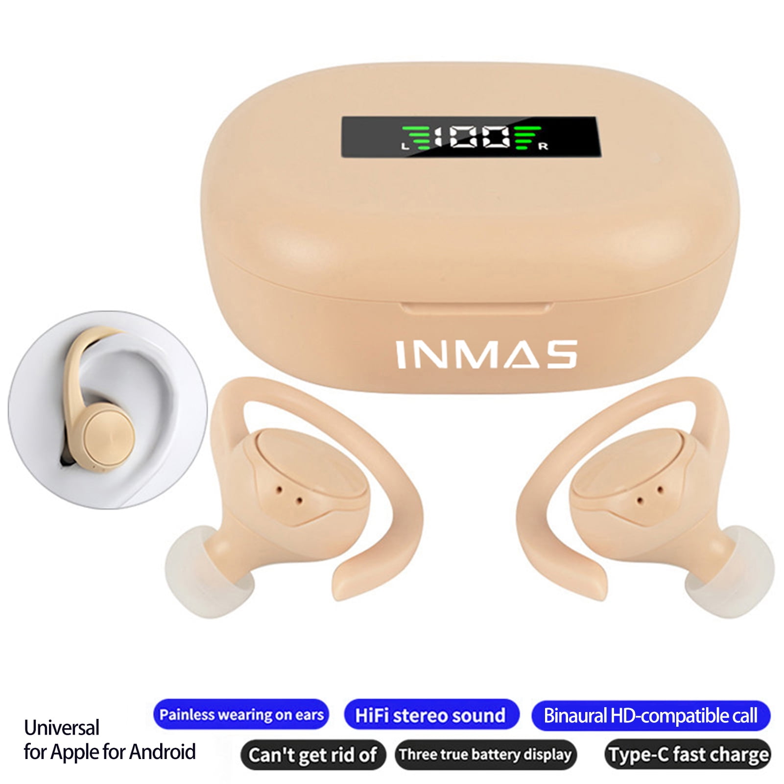 SUSUchens 1 Set INMAS Wireless Headset Bluetooth-compatible 5.0 Stereo ...